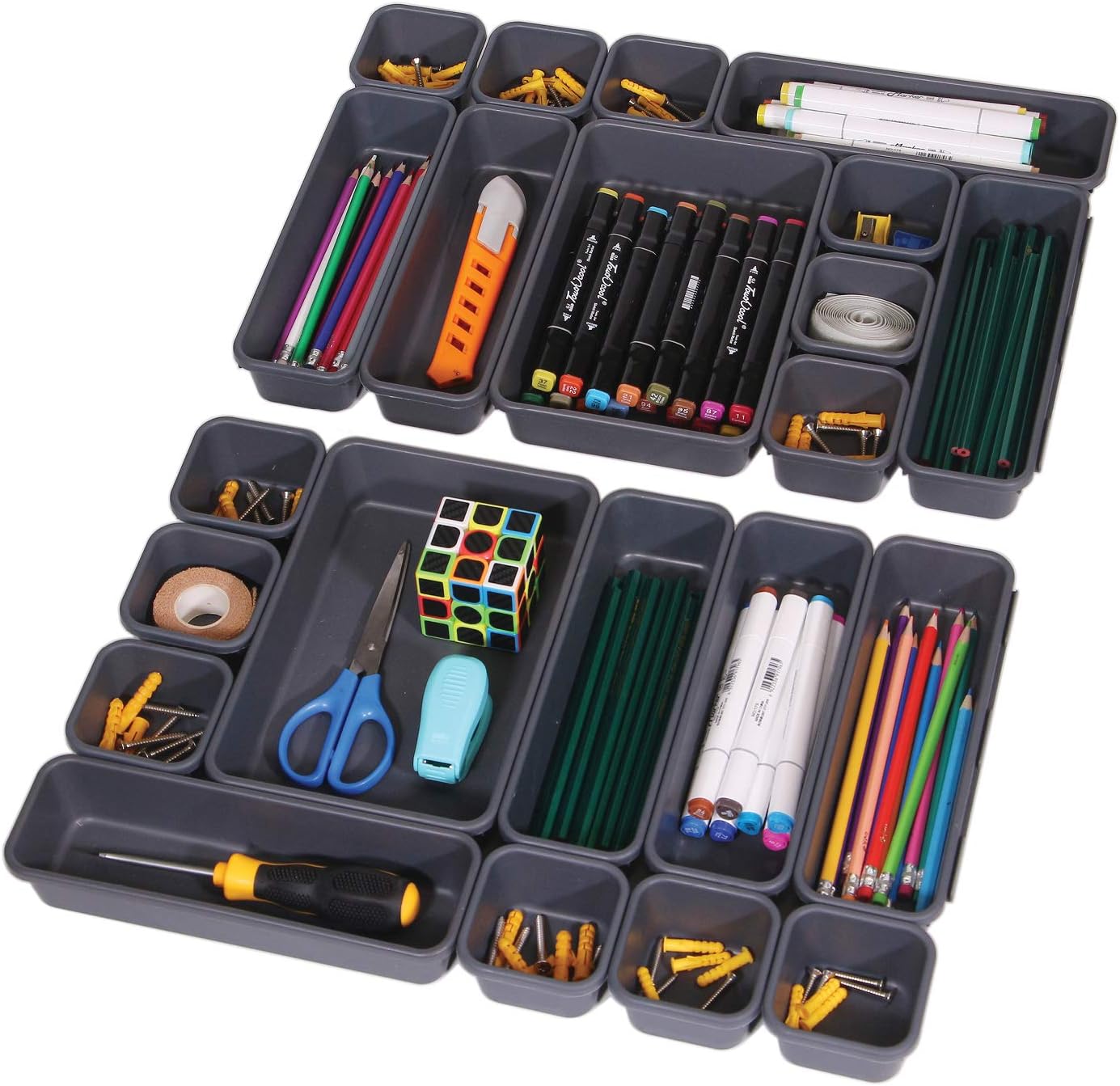 Amazon.com - Simple Houseware 42 PCS Interlocking Drawer Organizer, Black