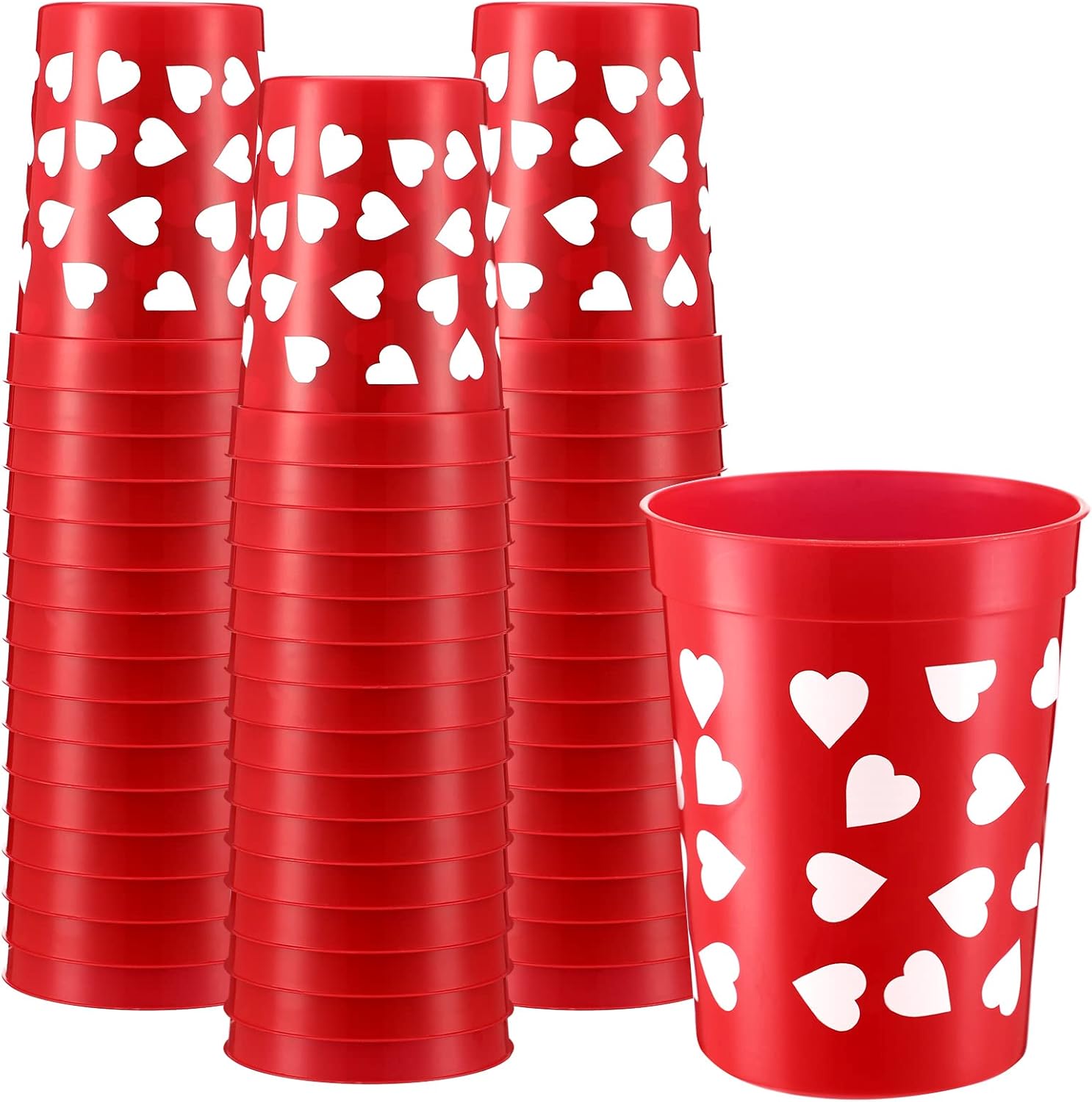 Amazon.com: 30 Pcs Valentine Plastic Cups, 8oz Heart Tumblers Cold ...