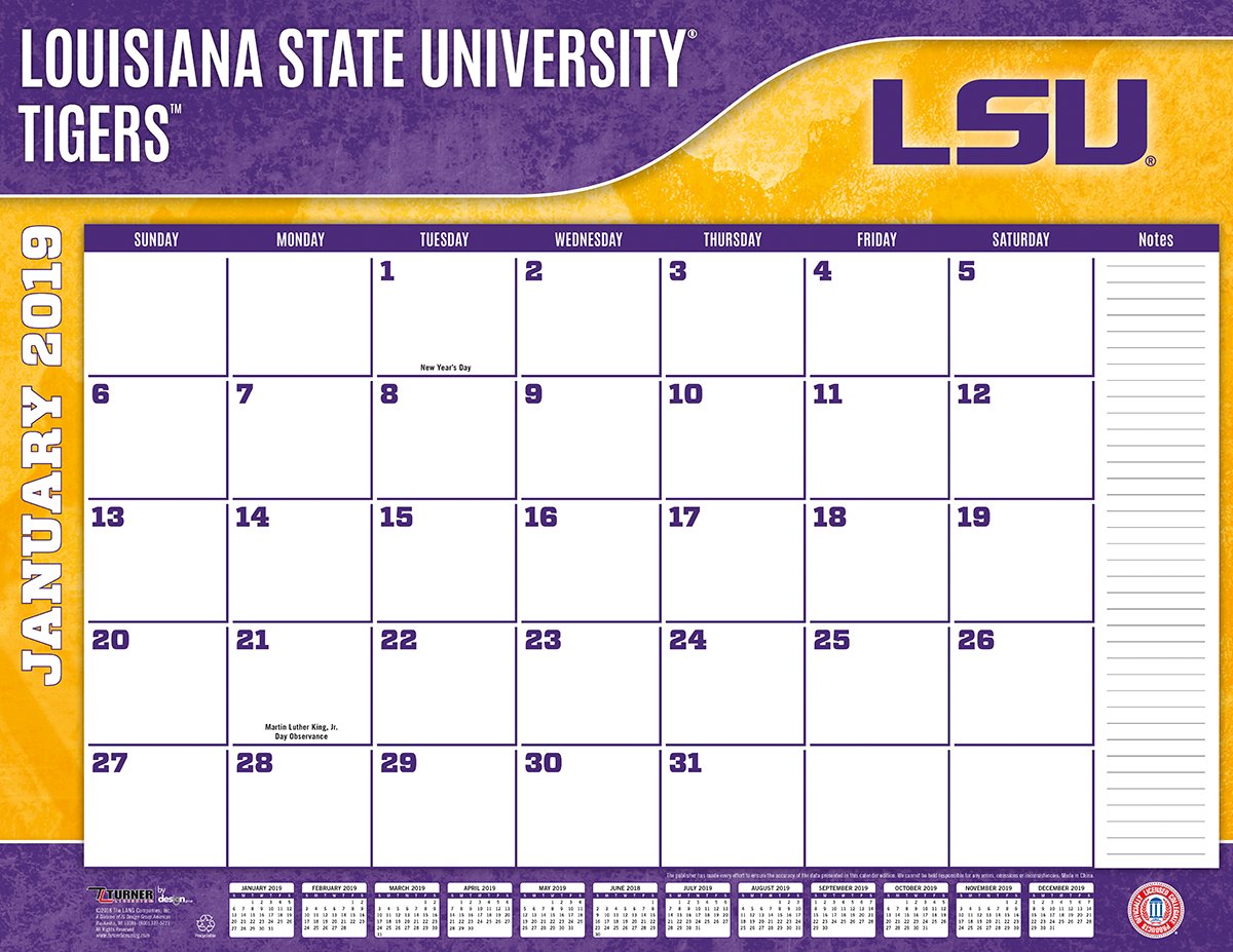 Turner 1 Sport LSU Tigers 2019 22X17 Desk Calendar Office Desk Pad ...