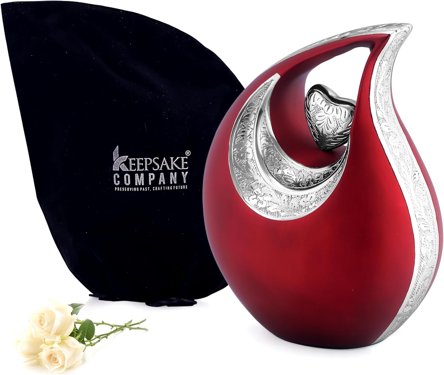 Large Red Teardrop Urn for Human Ashes Male - Earns for Adult Men and ...