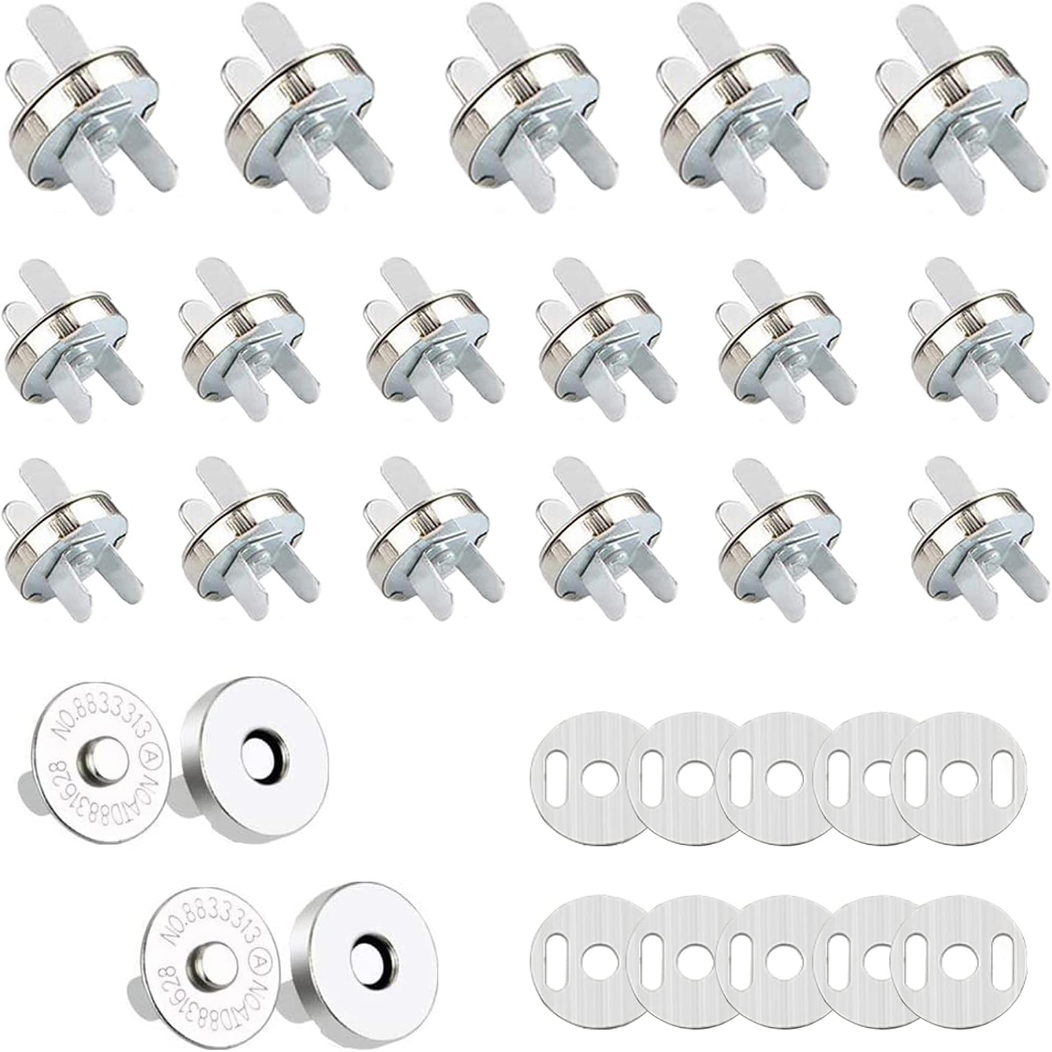 30 Sets Magnetic Snap for Purse, Magnetic Bag Clasps Button Fasteners ...