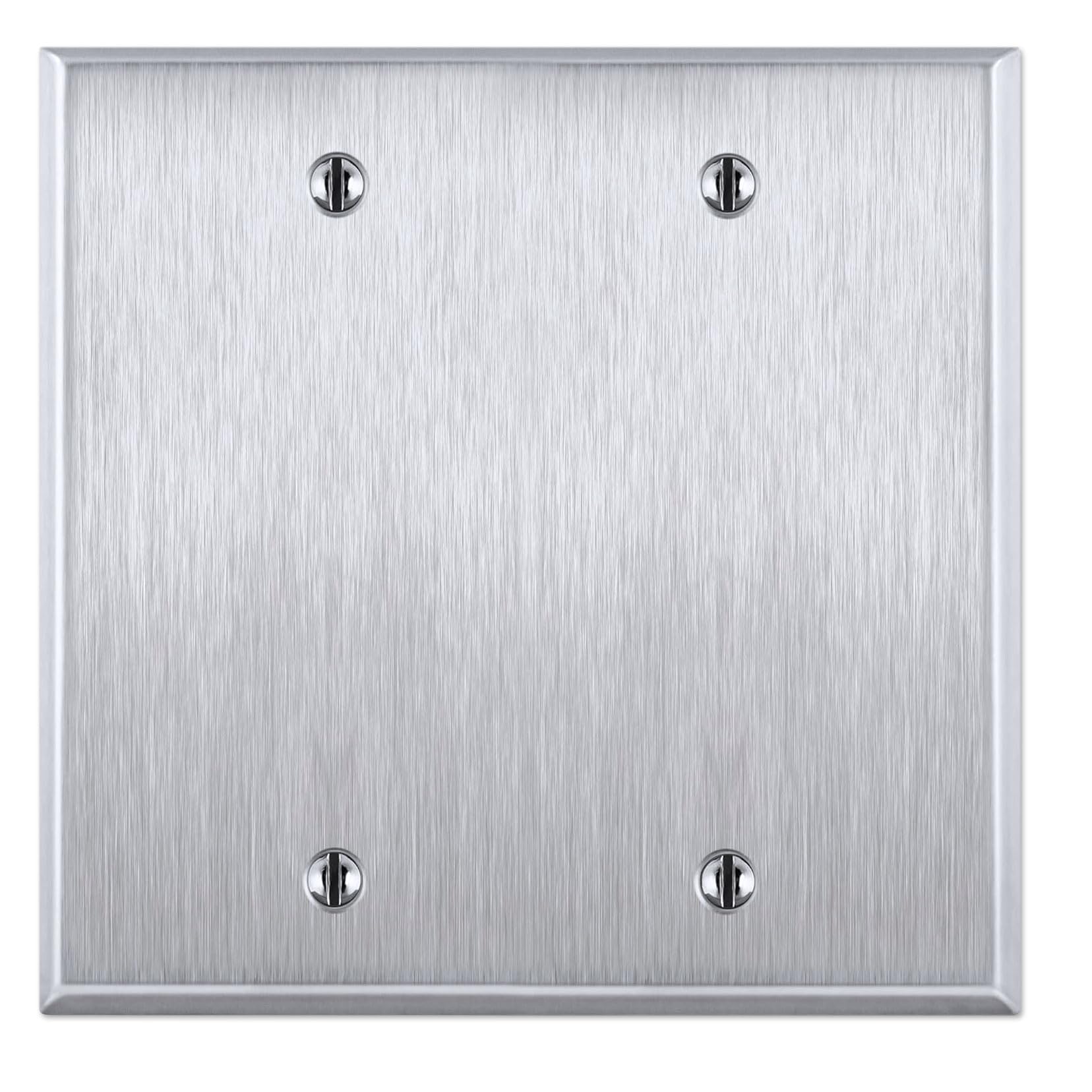 2 Gang Electrical Box Blank Cover Plate, Blank (no holes) Stainless ...
