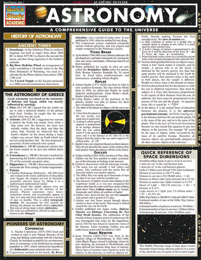 Astronomy (Quickstudy Reference Guides - Academic): BarCharts, Inc ...