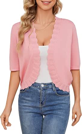 Short Sleeve Cardigan for Women: Cropped Knit Cardigan Lightweight ...
