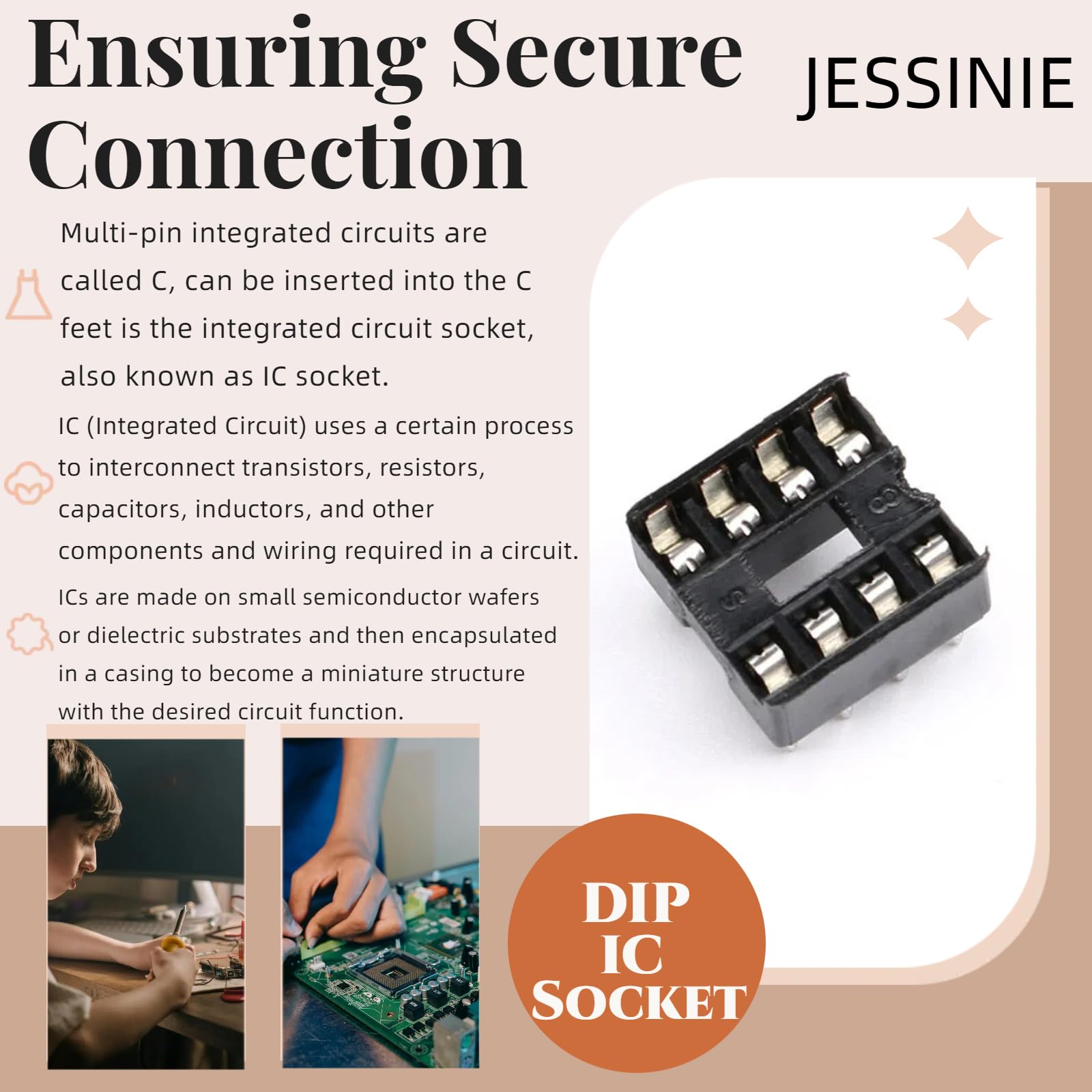 Snapklik.com : 20Pcs 8P IC Socket DIP Integrated Circuit IC Sockets ...