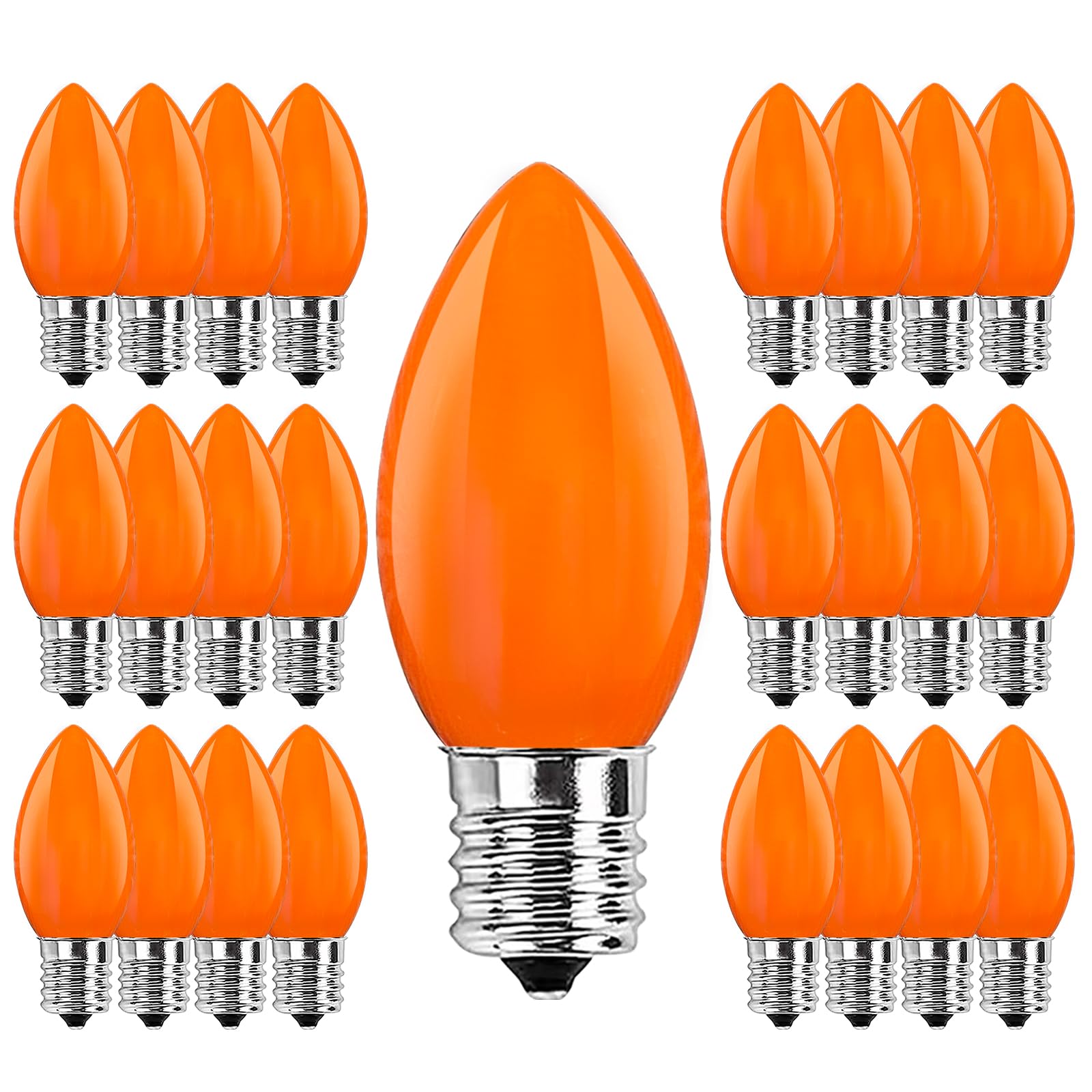 Amazon.com: 25 Pack Christmas Light Bulb,C9 Glass Orange Incandescent ...