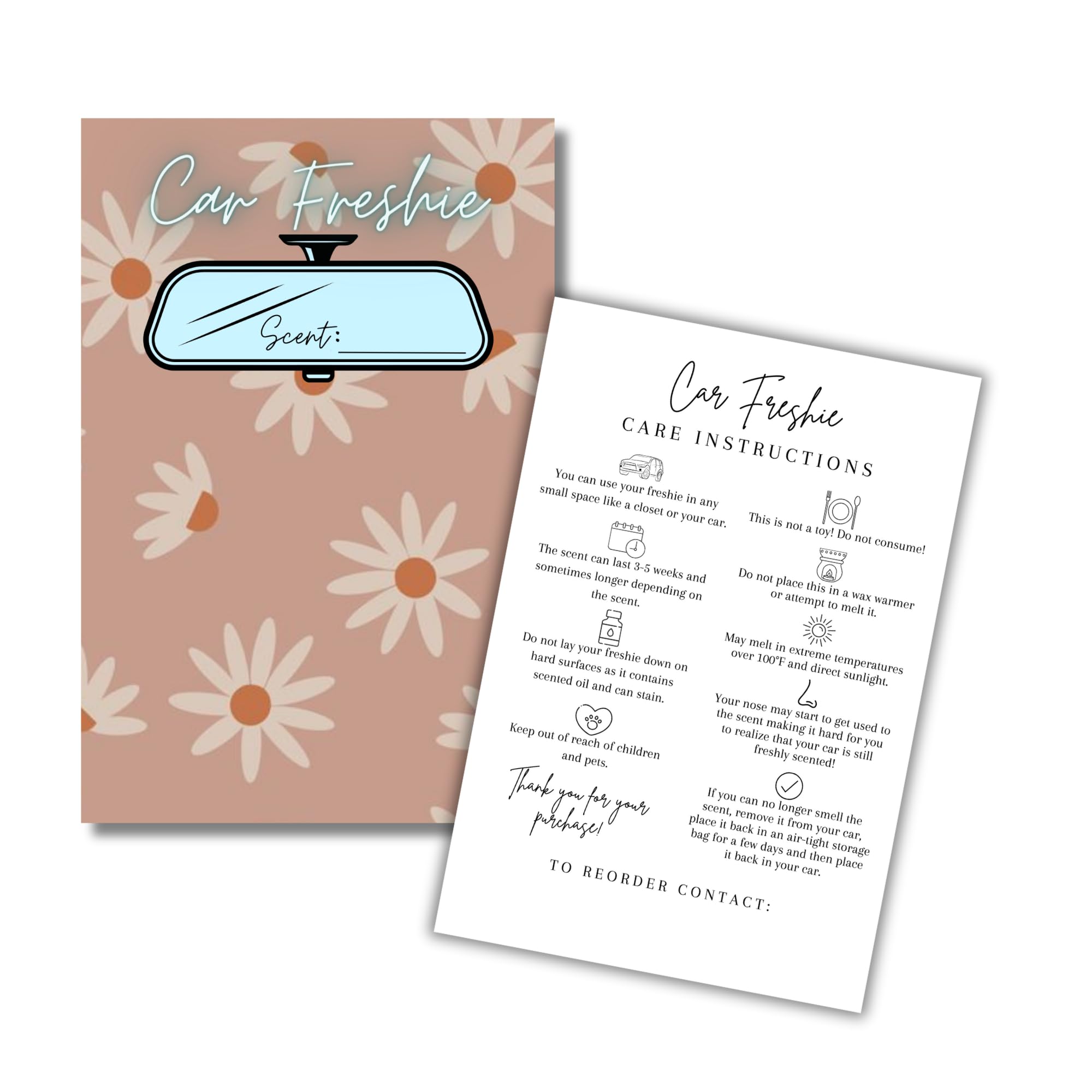 Amazon.com : Car Freshie Insert Cards | 50 pk 4x6” Boho Floral Daisy ...