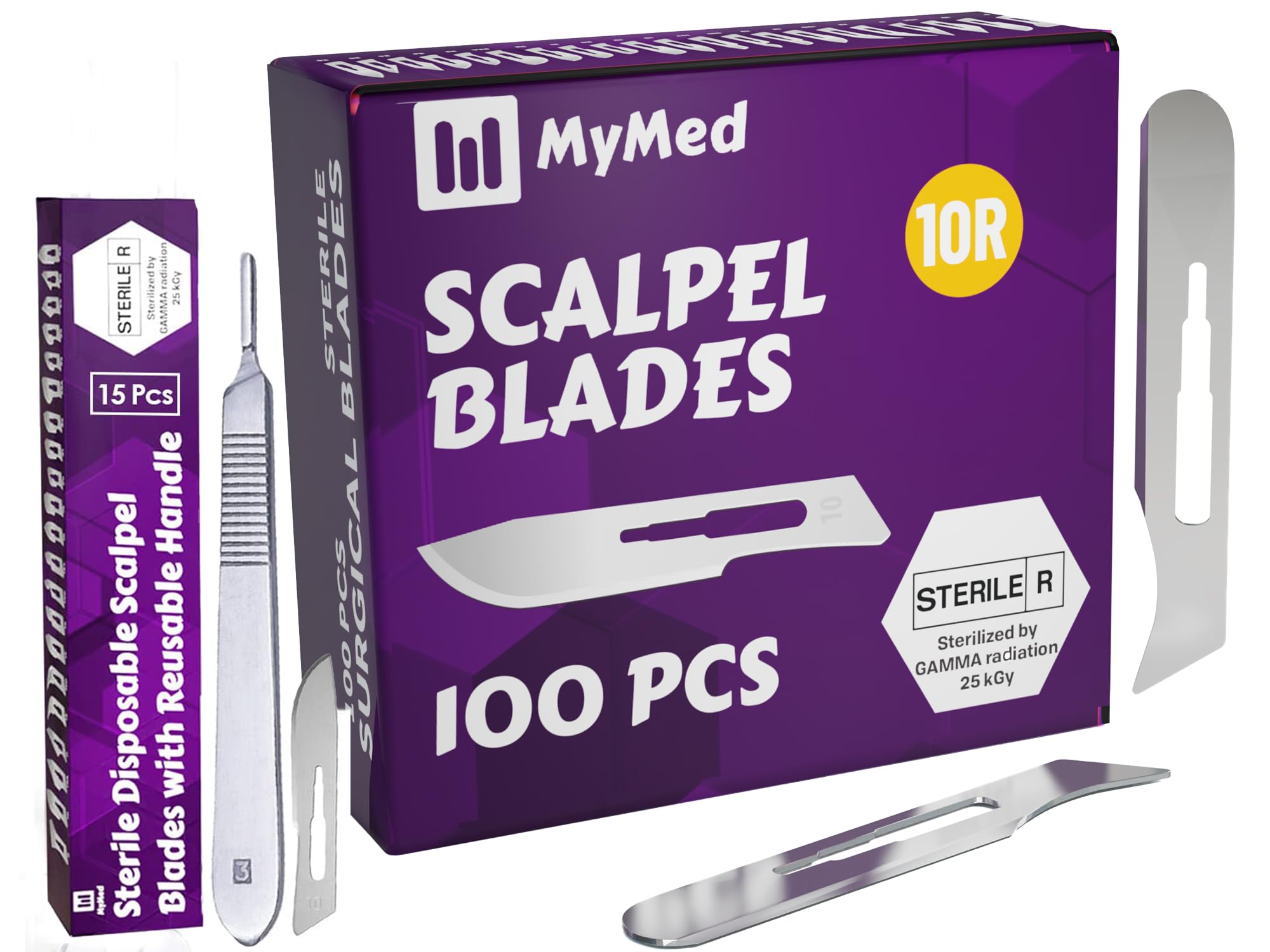 Pack of 115 Scalpel Blades & a Handle 10r Blades Dermaplaning ...