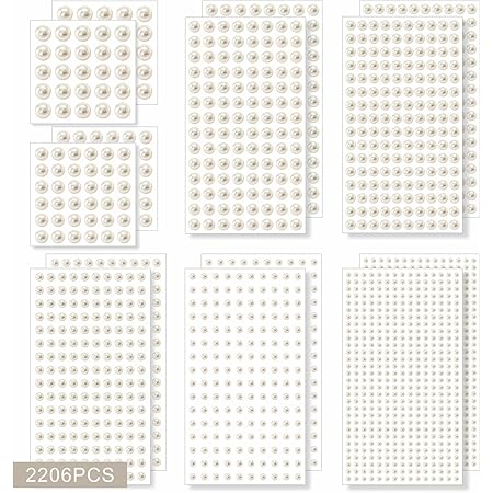 Amazon.com: 14 Sheets Self Adhesive Pearl Stickers, Hair Pearl Stickers ...