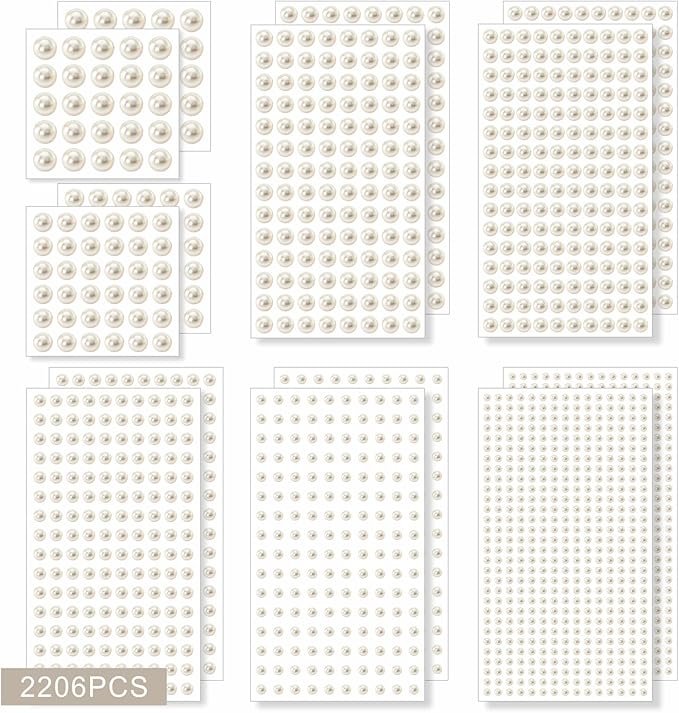 Amazon.com: 14 Sheets Self Adhesive Pearl Stickers, Hair Pearl Stickers ...