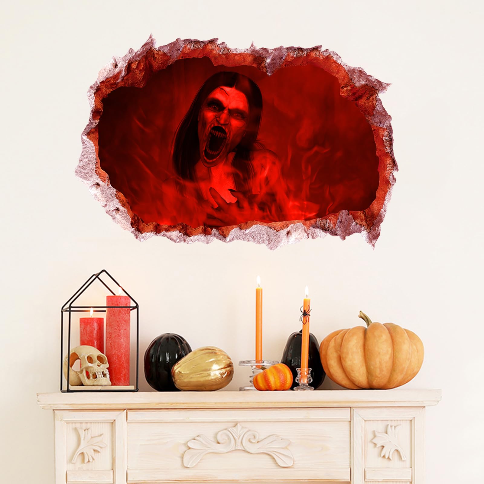 Amazon.com: Eutecado Spooky 3D Halloween Wall Decals Red Zombie Wall ...