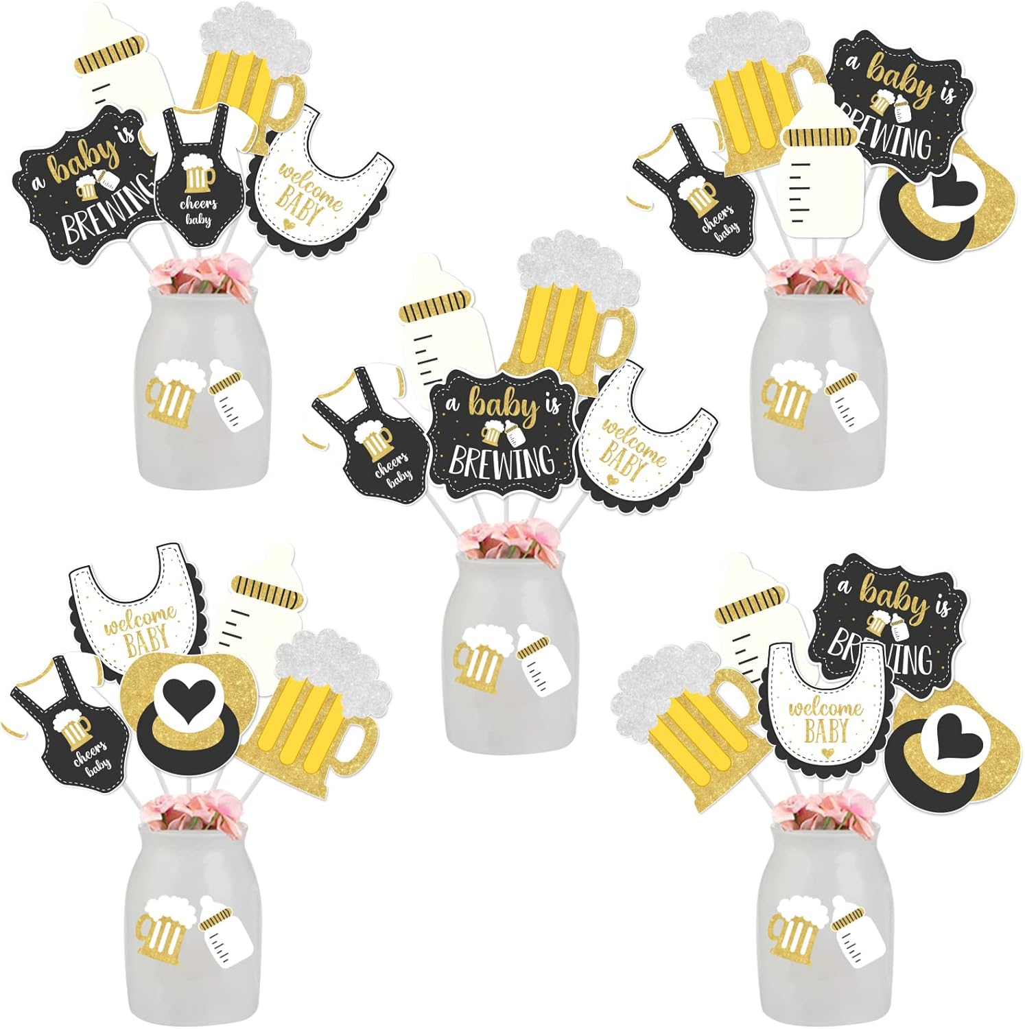 Amazon.com: JOYMEMO 24 Pieces A Baby is Brewing Centerpiece Sticks ...