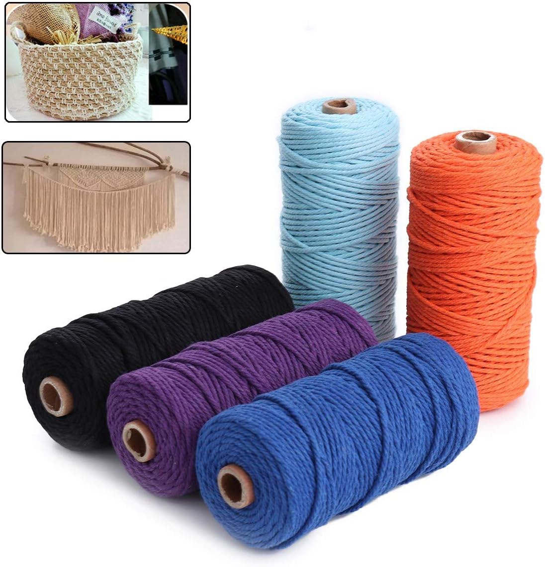 18 Rolls Macrame Cord 2 mm x 576 Yards, 4 Strand Twisted Soft Colored ...