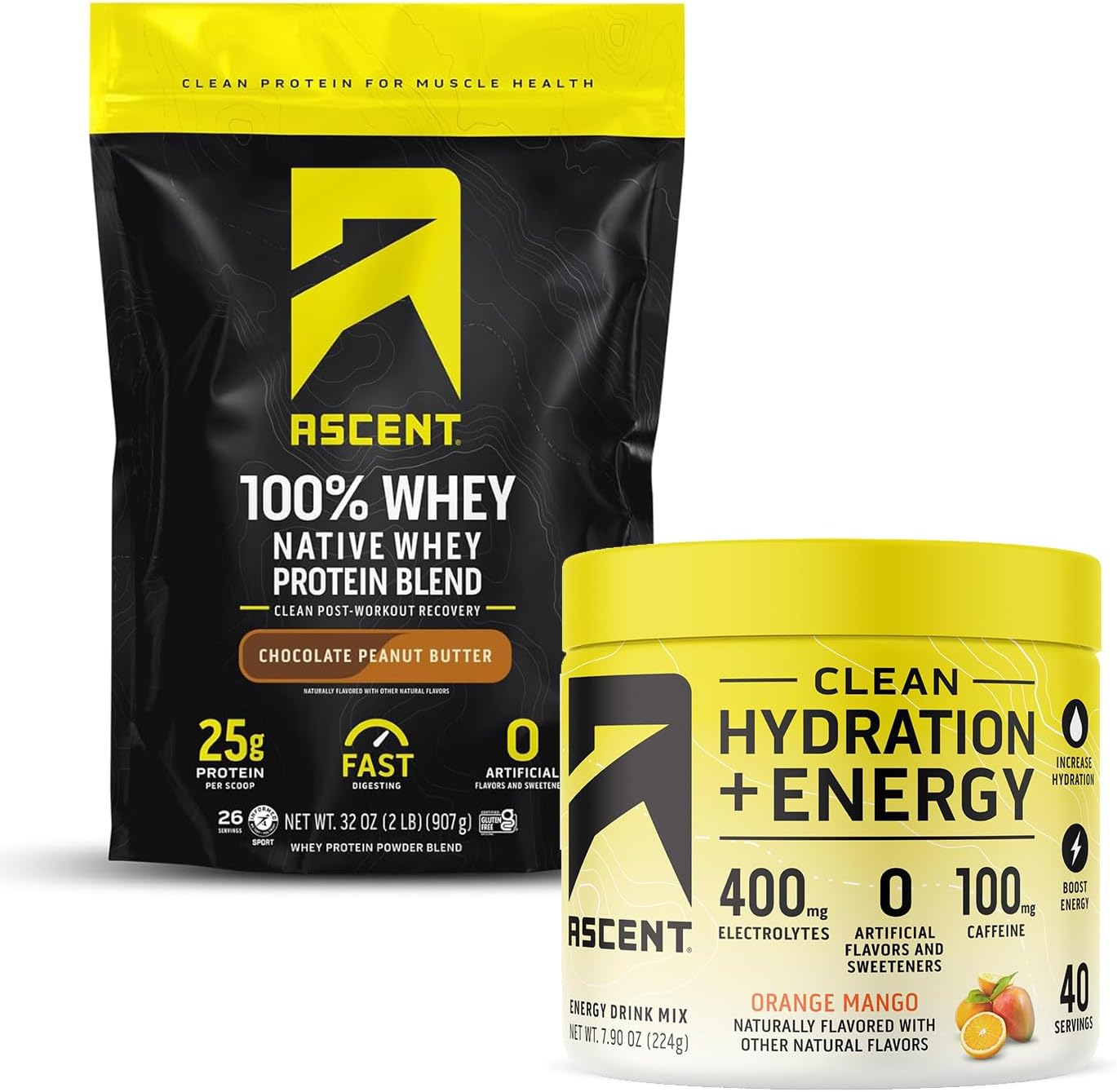 Amazon.com: Ascent 100% Whey Protein Powder, Chocolate Peanut Butter 2 ...