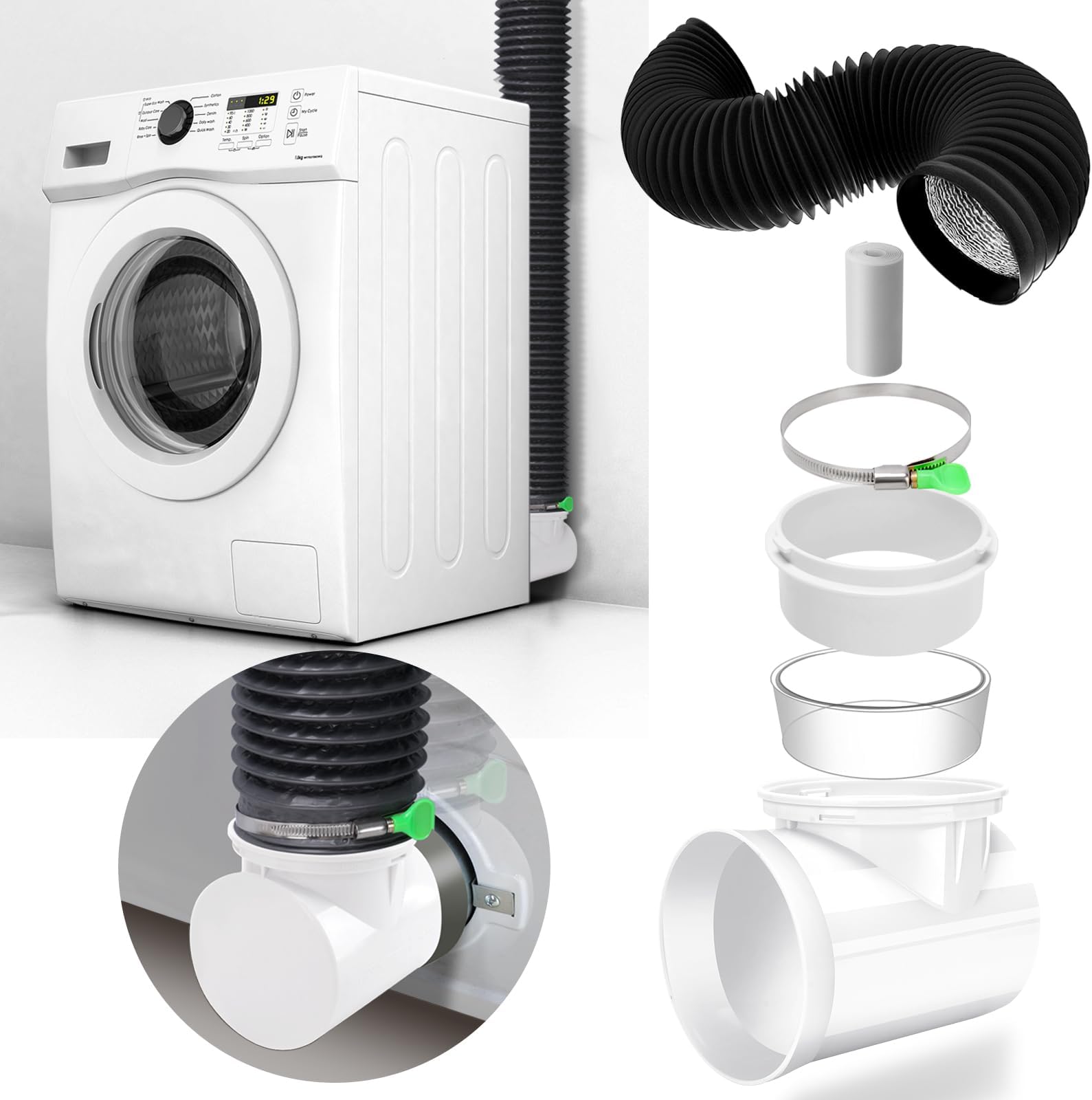 Amazon.com: Dryer Vent Connector Kit with Dryer Hose,Dryer Connection ...