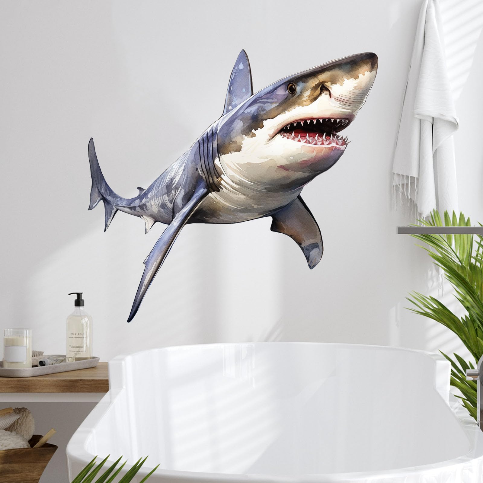 Amazon.com: Shark Wall Decal Art Decor 3D Smashed Kids Animal Sticker ...