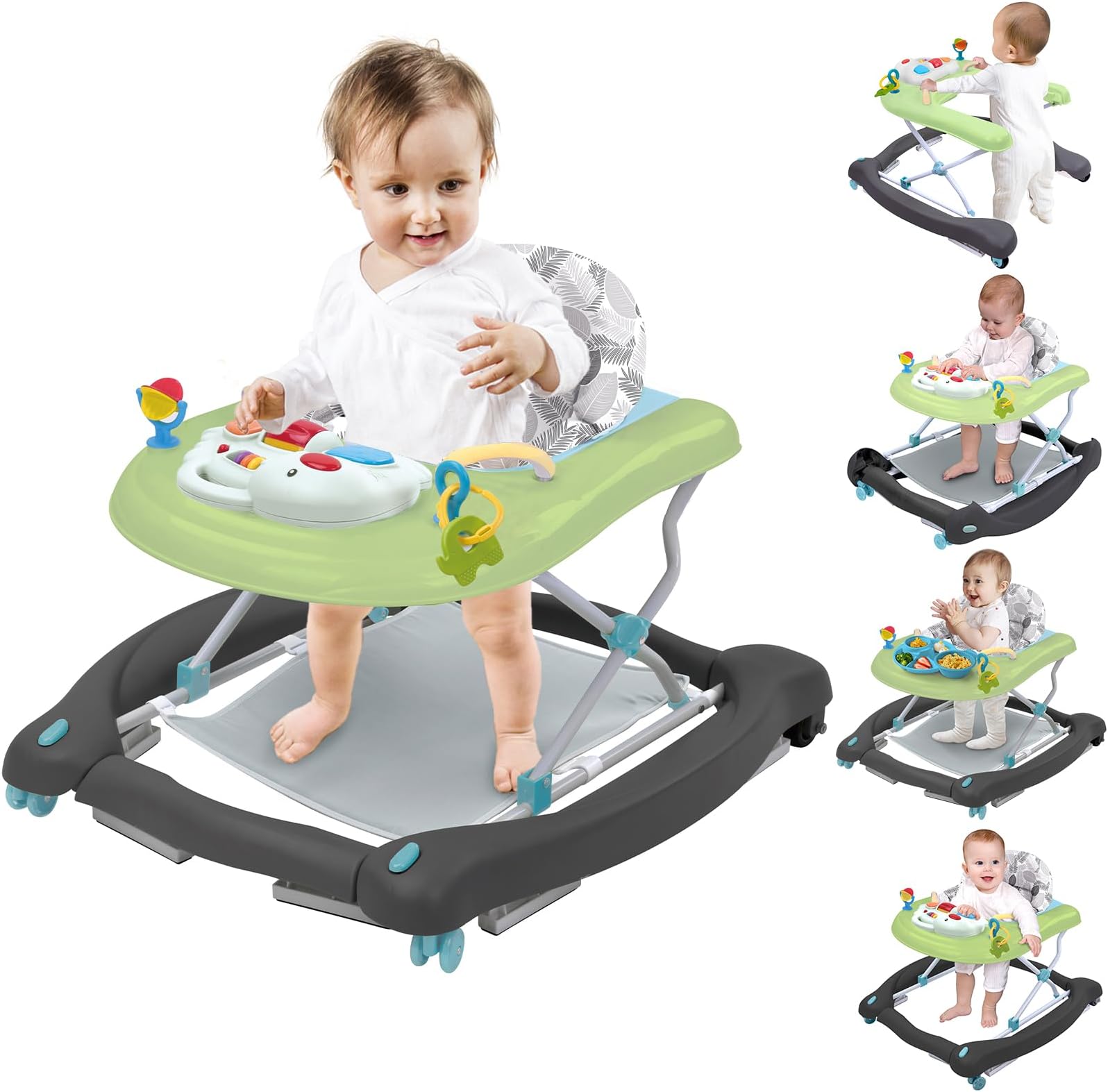 Amazon.com : 5 in 1 Foldable Baby Walker, Activity Baby Walker-Baby ...