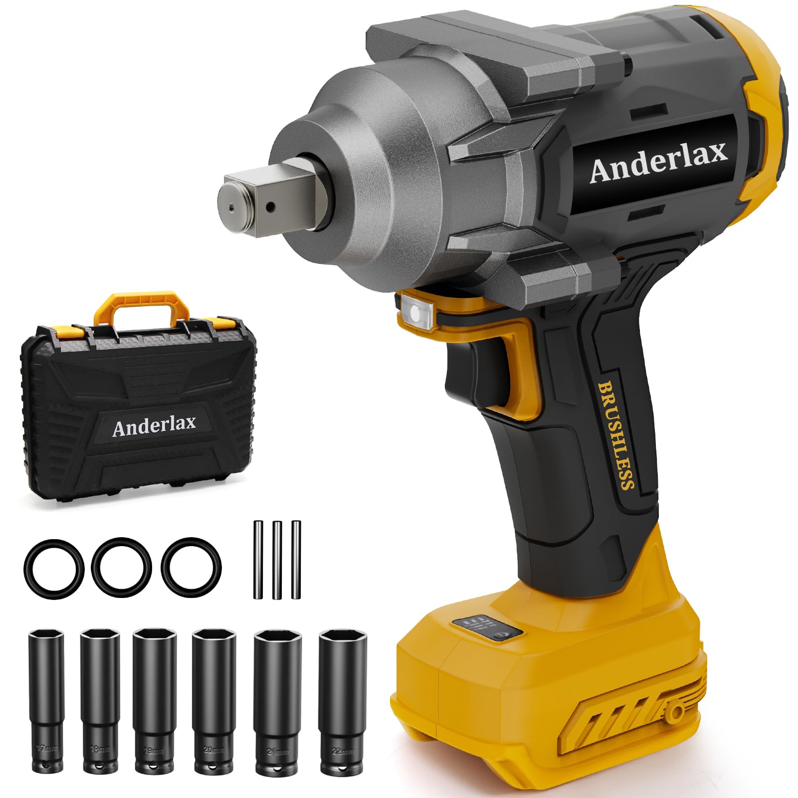 1200N.m Cordless Impact Wrench 1/2 inch for Dewalt Battery, 900FT-LBS ...
