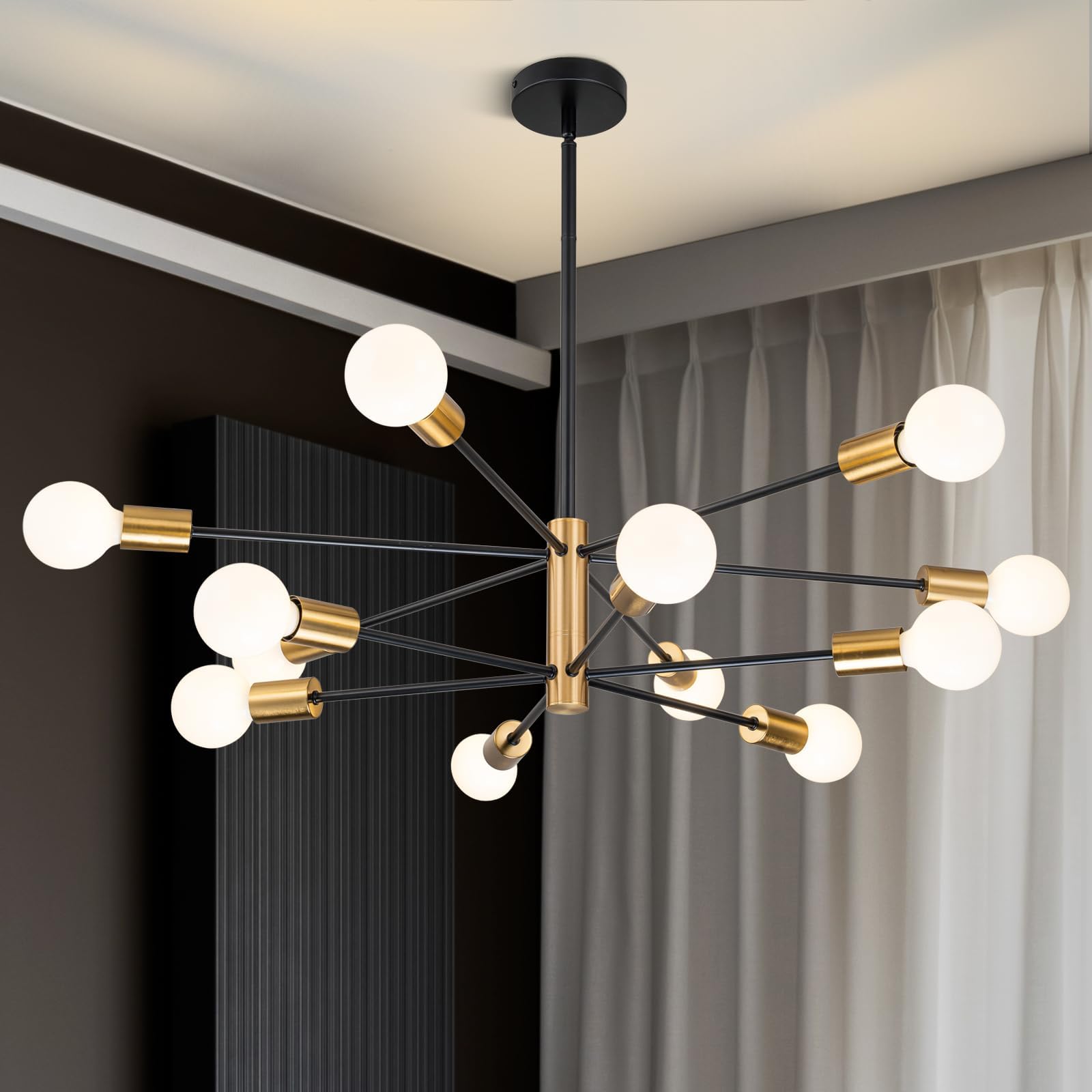 SINERISE Modern Sputnik Chandelier Light Fixture, 12-Light Chandelier ...