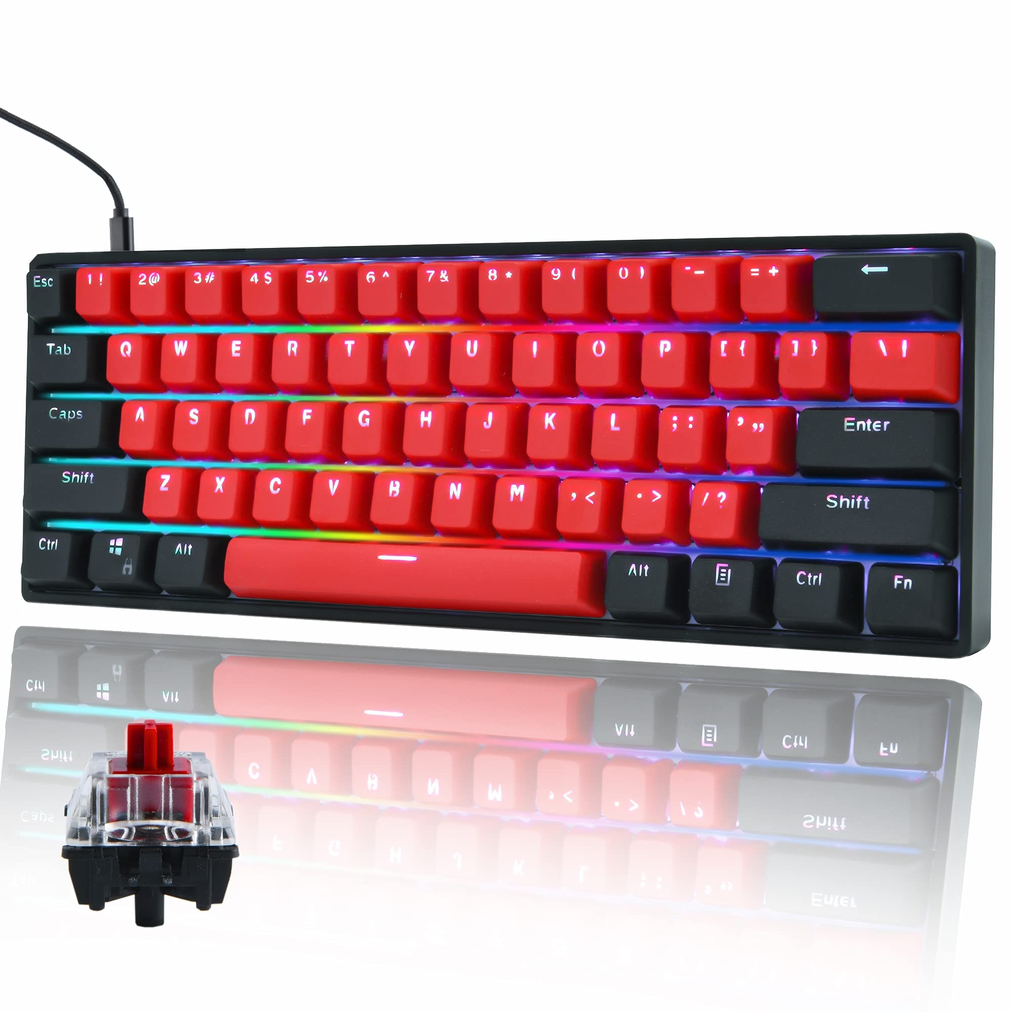 Buy HEQINGLING Sk61 Gk61 61-key Mechanical Keyboard, 60% Custom Hot ...