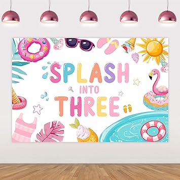 Amazon.com: kreat4joy Pool 3rd Birthday Party Decoration Girl, Splash ...