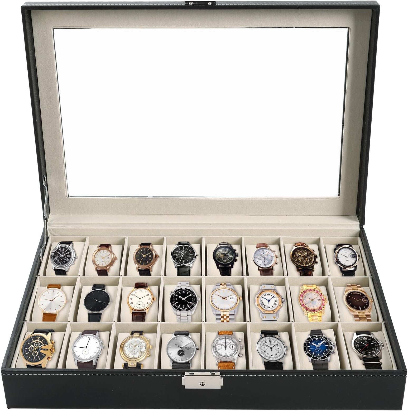 Amazon.com: FindingKing 18pc Black Watch Travel Tray Showcase Display ...