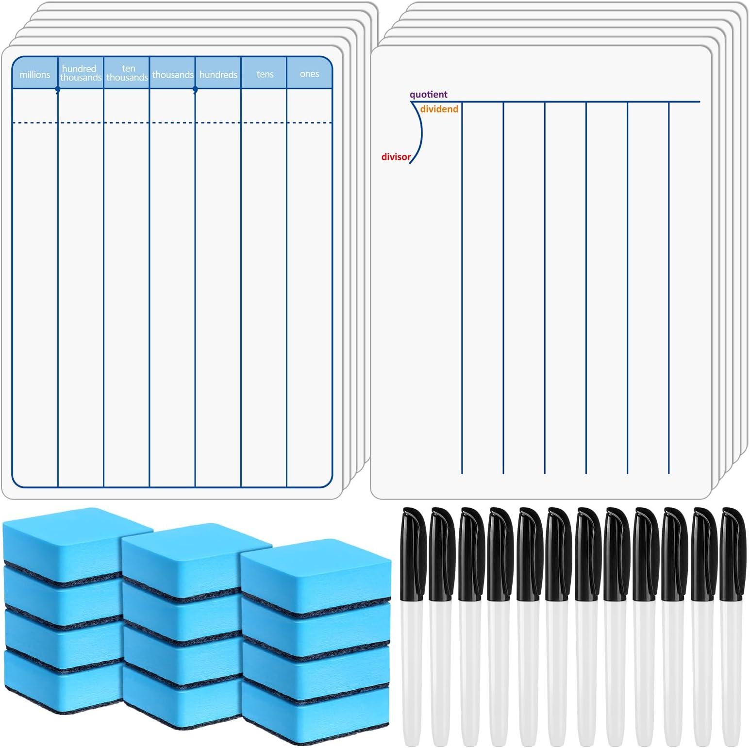 Amazon.com : Qilery 12 Sets Long Division Dry Erase Boards 9" x 12 ...