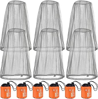 Amazon.com: 6 Pack Gray Mosquito Covers Wearable Head Net Face Mesh ...