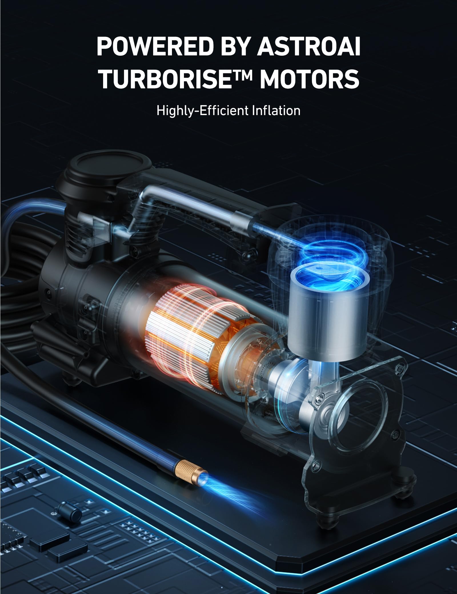 AstroAI T3 Heavy-Duty Air Compressor Black 12V 120PSI Tire Pump with ...