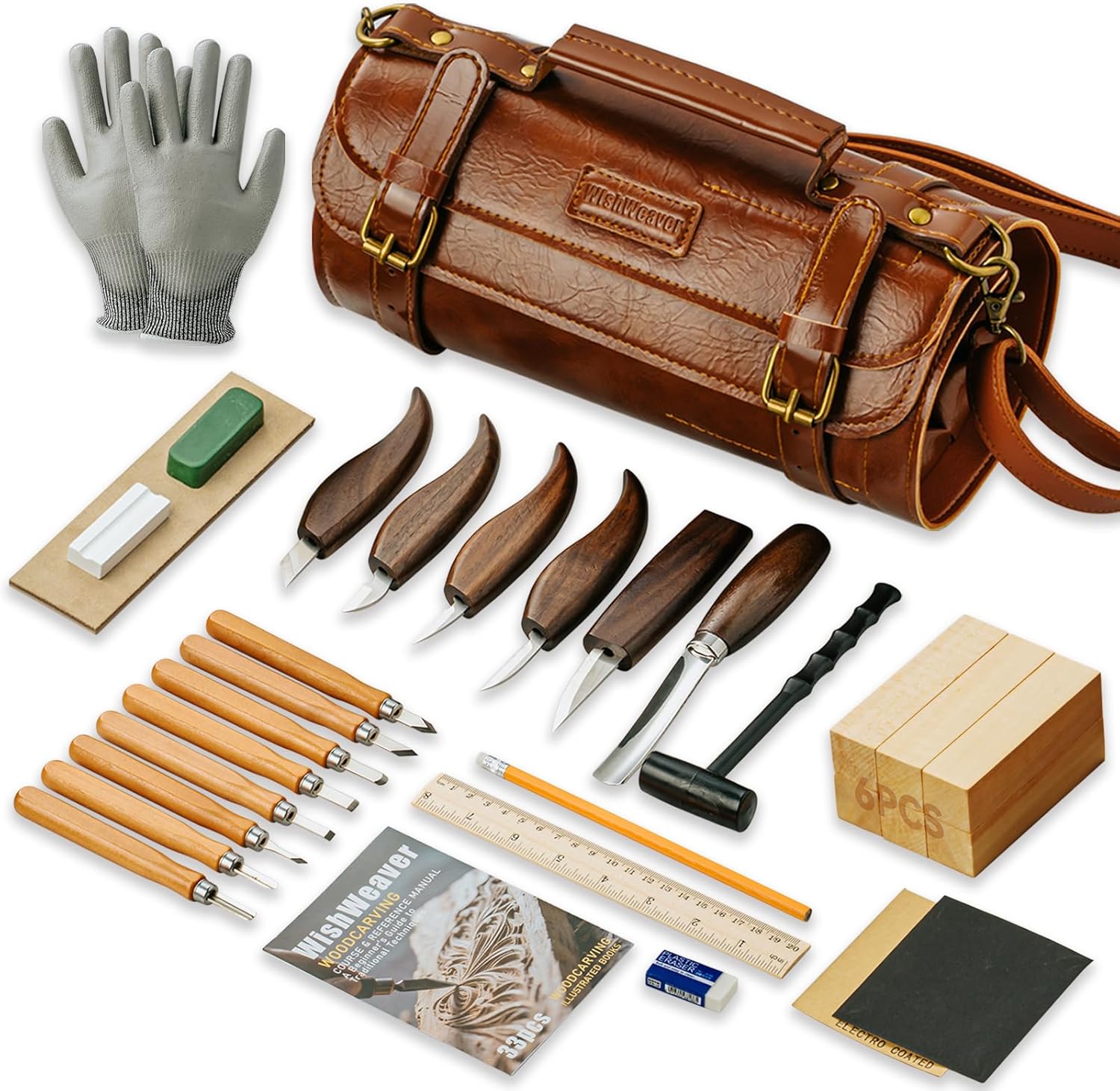 Amazon.com: Wood Carving Kit, 33Pcs Wood Carving Tools Set with Thick ...