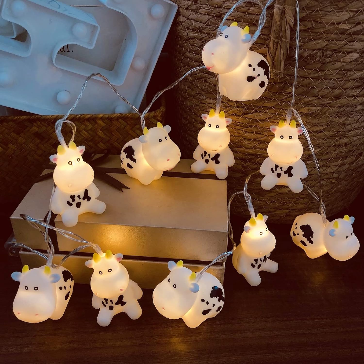 Amazon.com: Sezrgiu Cute Cow Night Light Farmhouse Animal Milk Cow ...