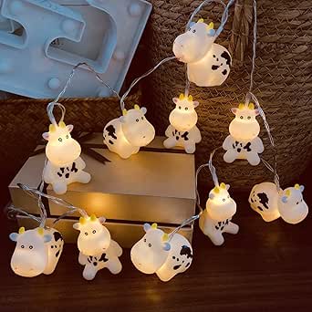 Amazon.com: Cute Cow Night Light Farmhouse Animal Milk Cow String Light ...
