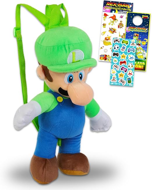 Amazon.com: Super Mario Bros Luigi Plushie Backpack Set - Bundle with ...
