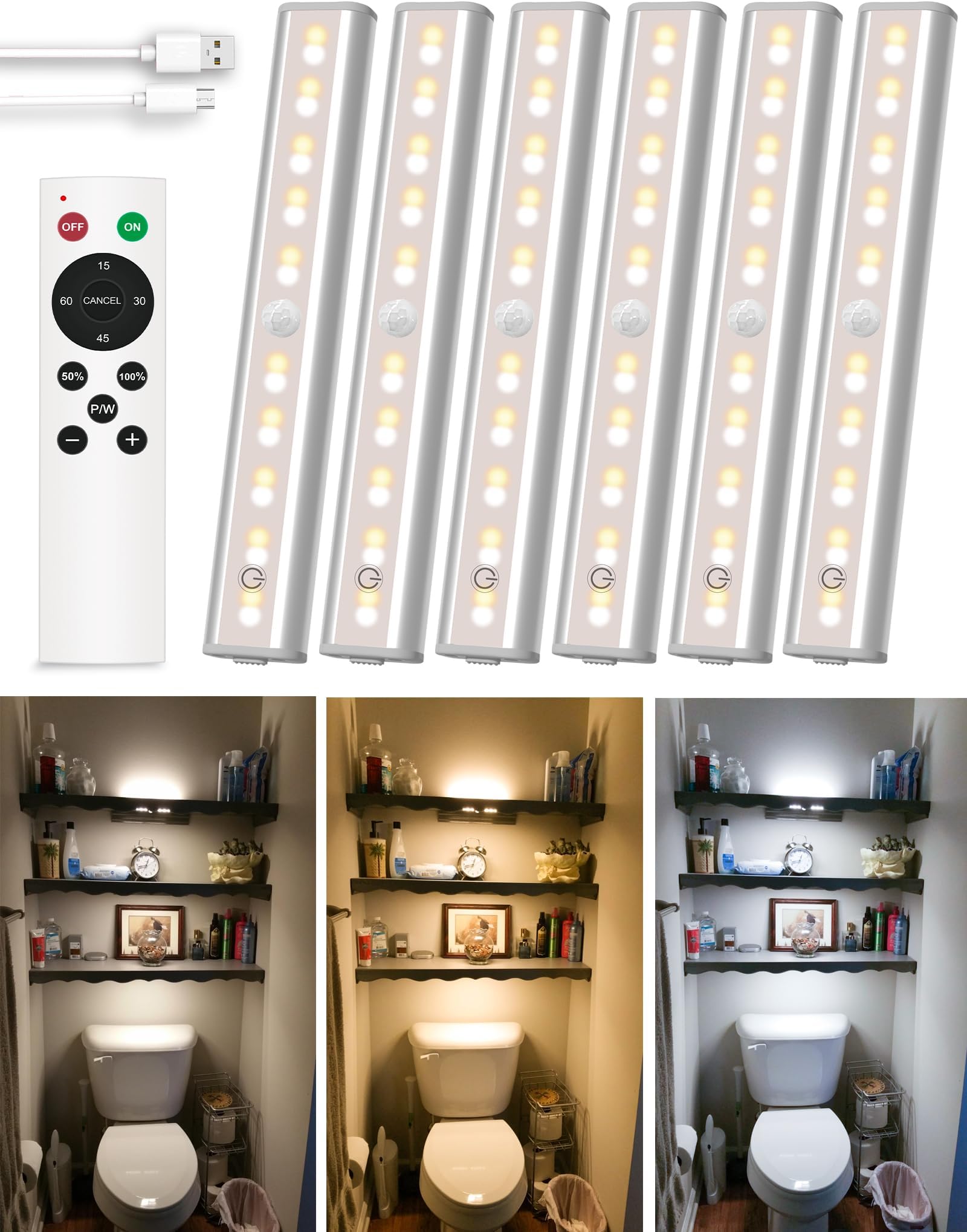 BIGLIGHT Under Counter Light Battery Operated, Dimmable Closet Light ...