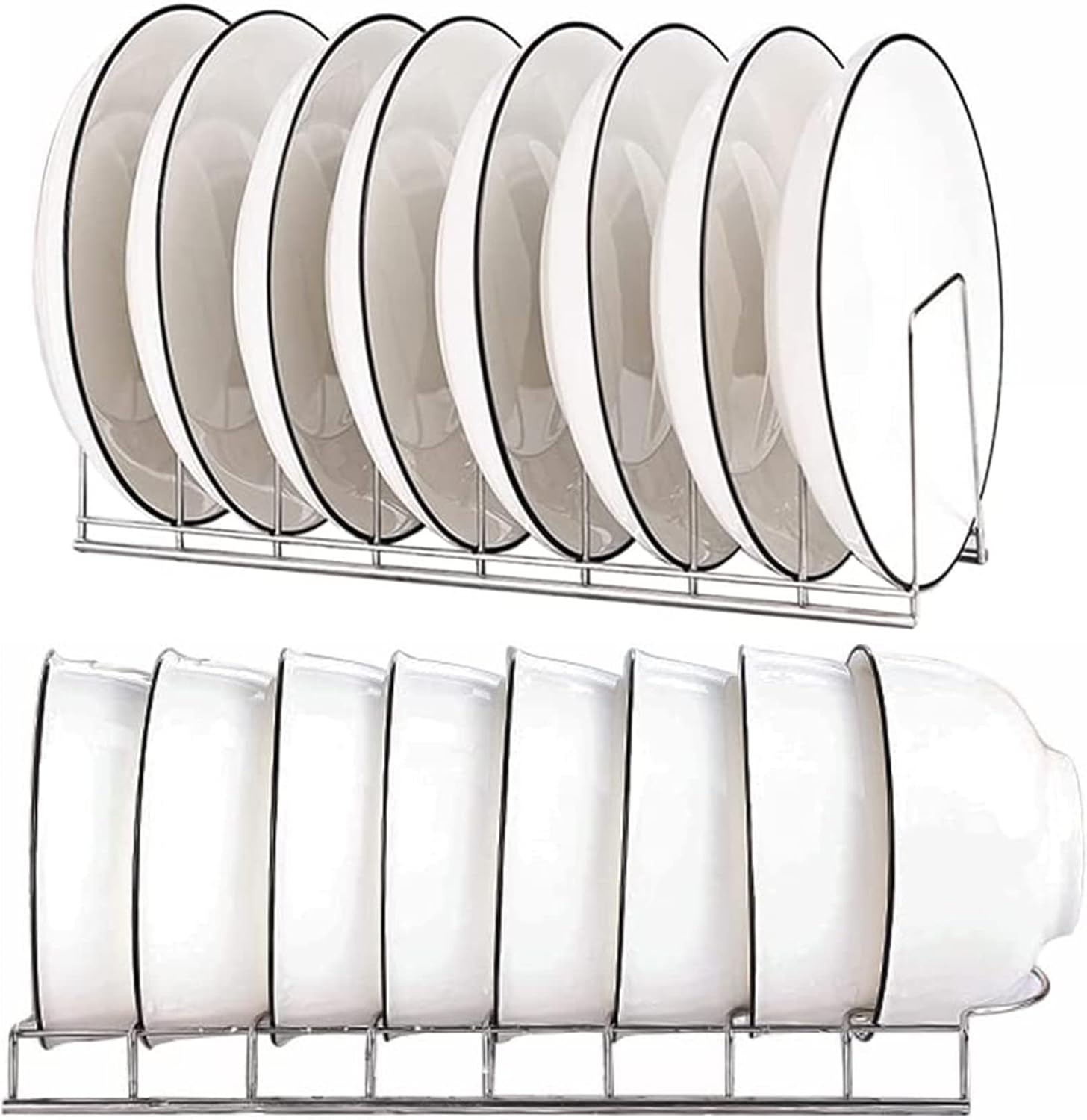 2 Pack Bowl and Plate Storage Rack, Plate Organiser for Kitchen ...