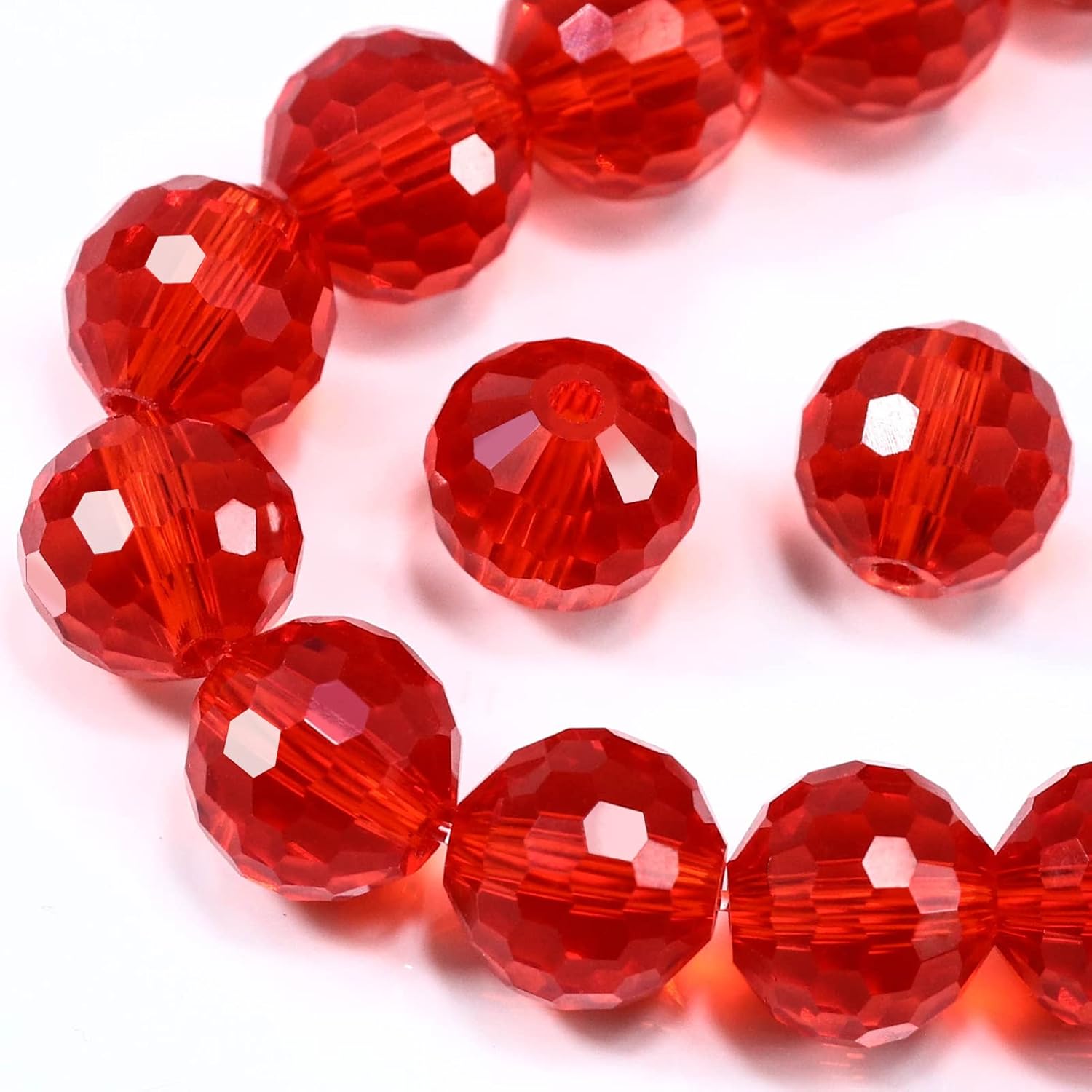 Amazon.com: Dowarm 10MM Round Crystal Beads for Jewelry Making, Red ...