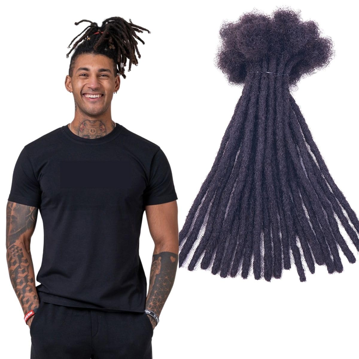 Amazon.com : JISHENG Short Loc Extensions Human Hair 0.4 cm 4 Inch 10 ...