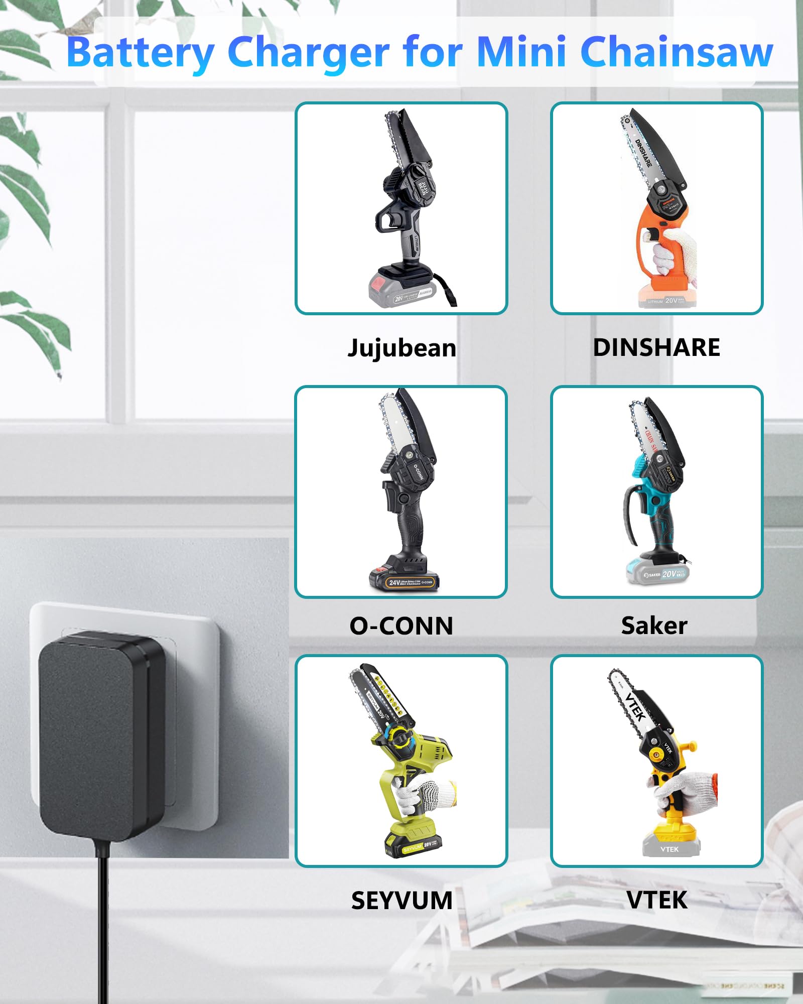 Snapklik.com : 21V Mini Chainsaw Battery Charger Replacement For Saker ...