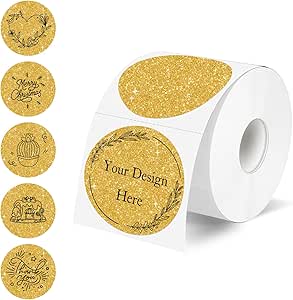 Amazon.com: 2 Inch Round Holographic Thermal Label Stickers, Glitter ...