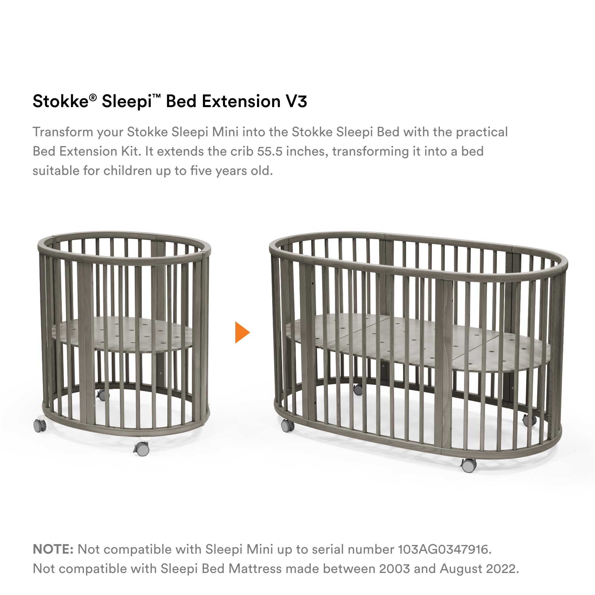 Snapklik.com : Stokke Sleepi Bed Extension V3, Hazy Grey