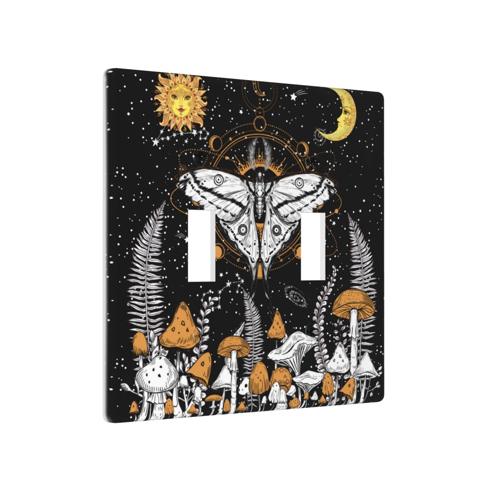 Toggle Light Switch Wall Plate, Mushrooms Moth Moon Star Double Switch ...