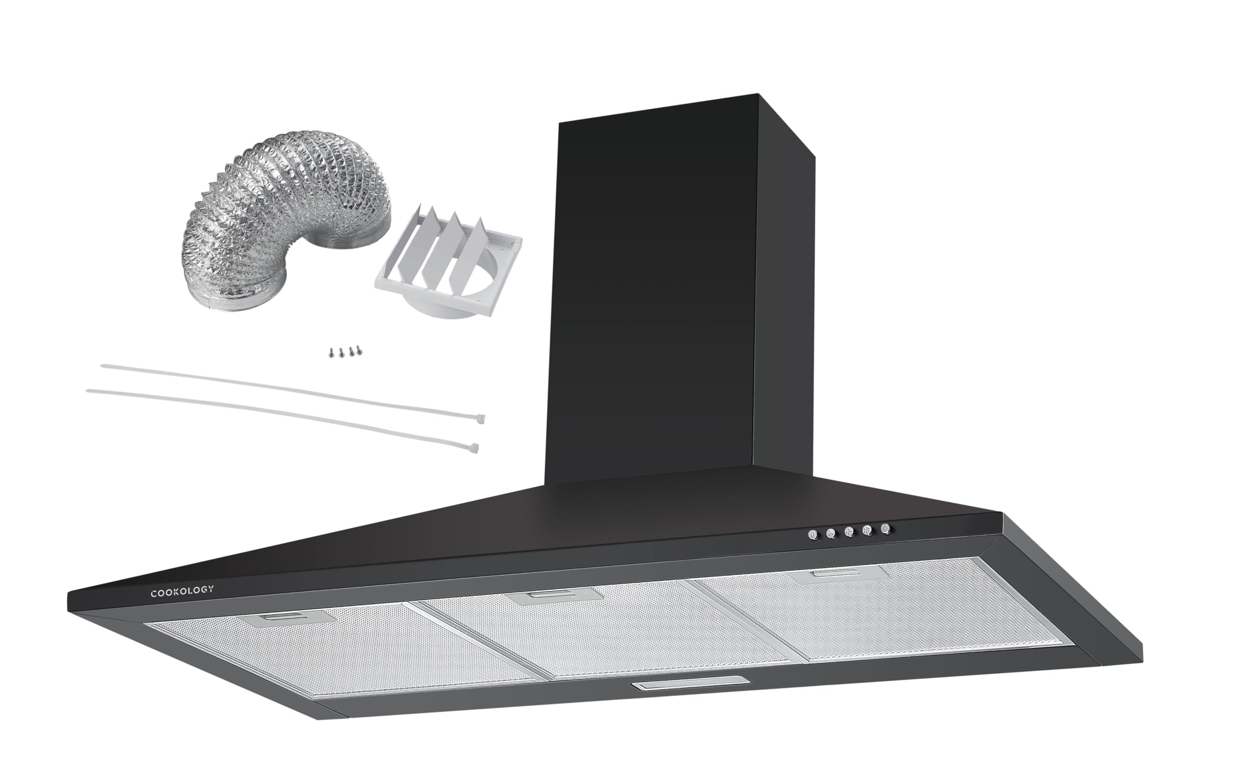 Cookology CH900BK/A 90cm Chimney Cooker Hood Extractor Fan 900mm with ...