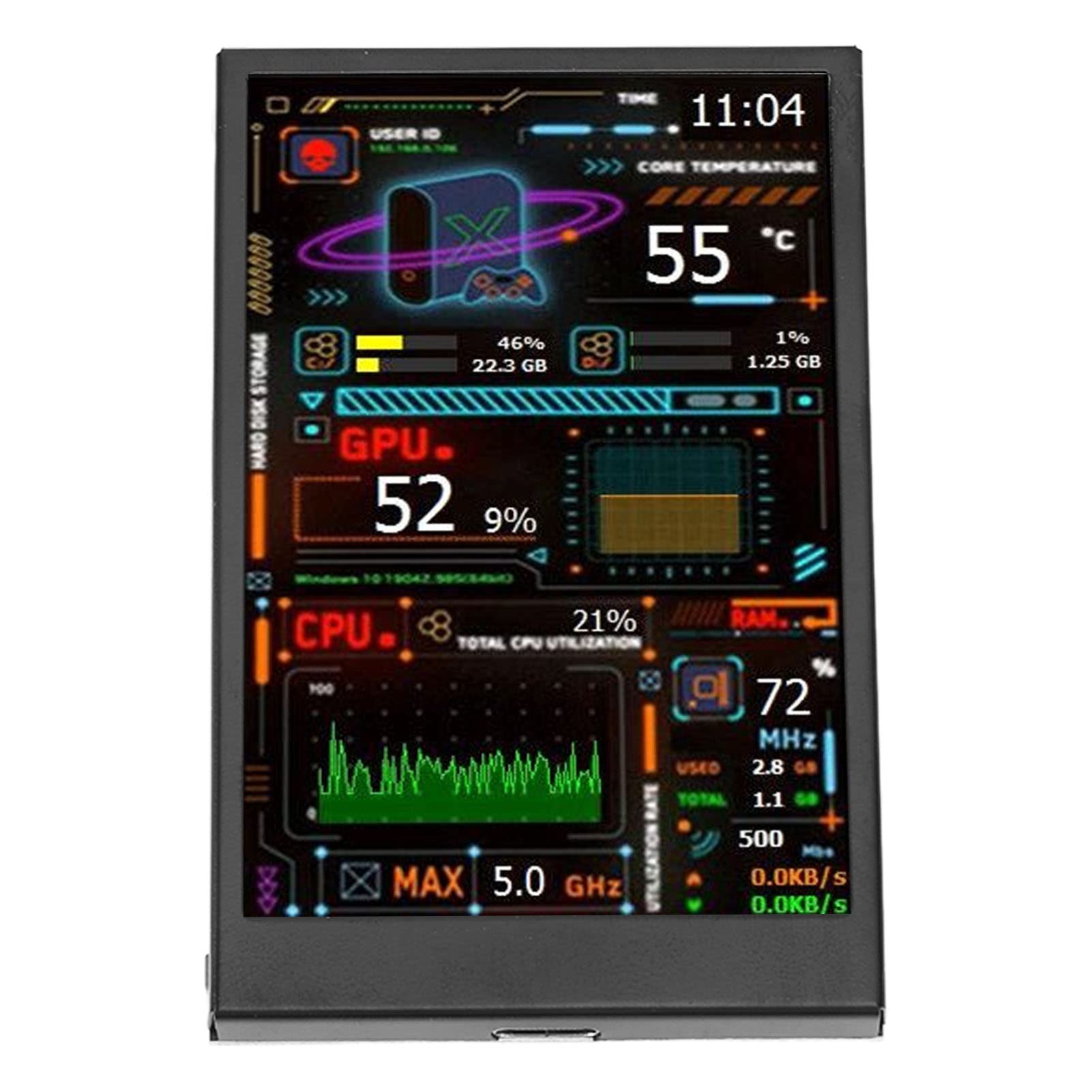 3.5 Inch Computer Temp Monitor, Dual USB Port IPS Mini Screen with ...