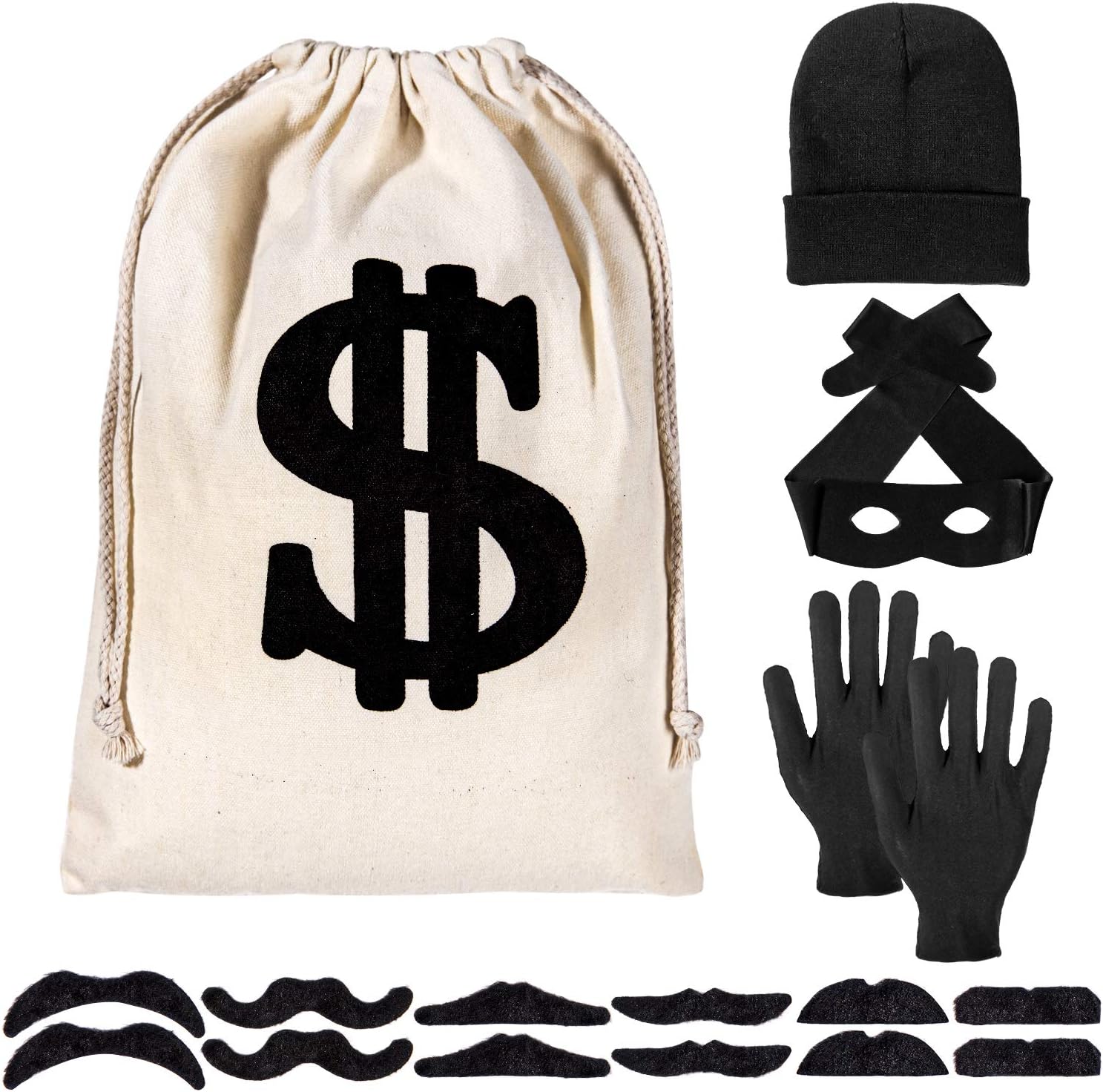 Amazon.com: Whaline 16Pcs Halloween Robber Costume Set Dollar Sign ...