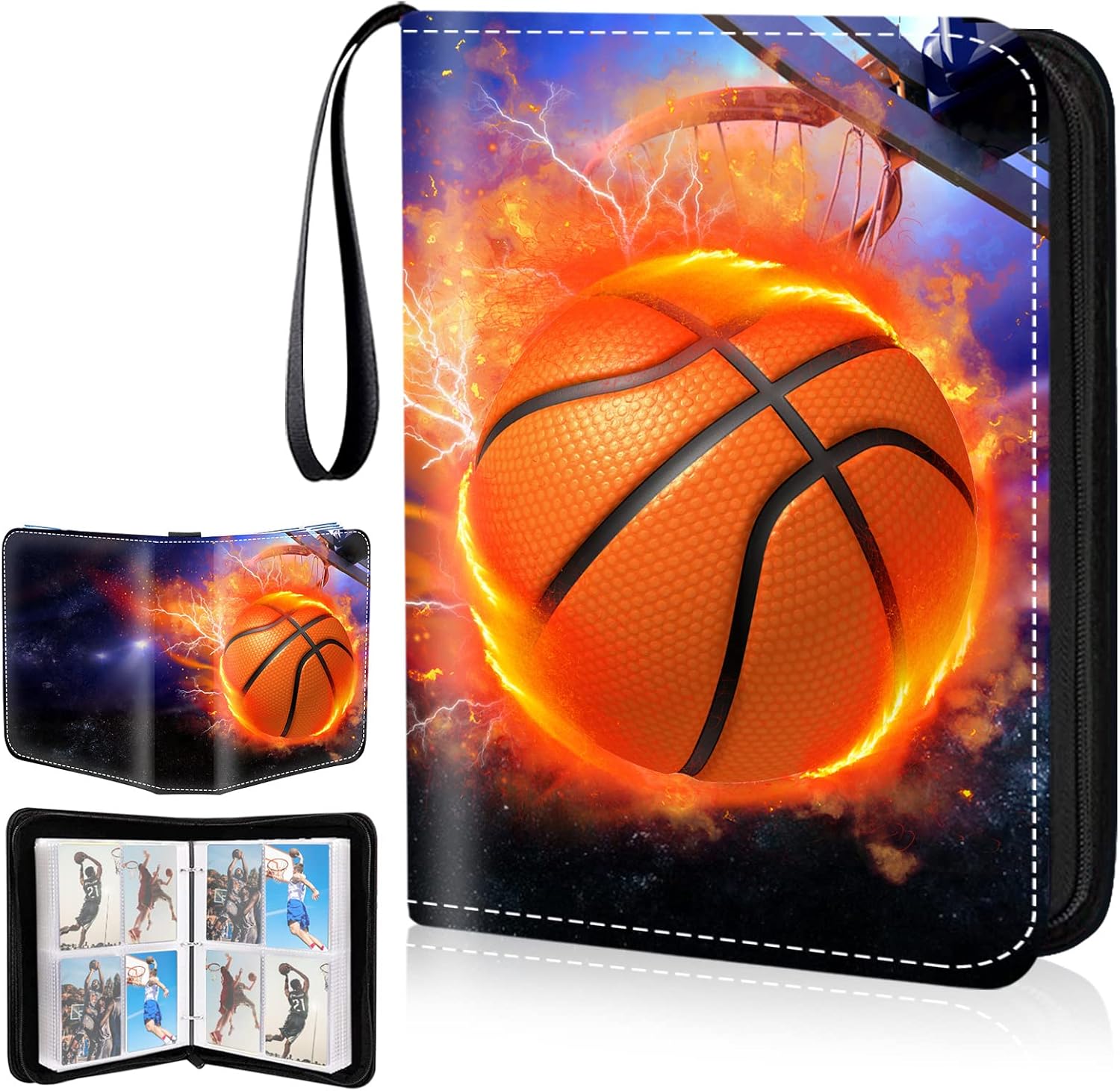 Amazon.com: Hugestar 4 Pocket Basketball Cards Binder,Premium Zippered ...