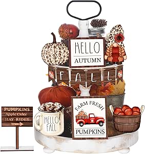 Amazon.com: FairySandy 13 Pcs Fall Tiered Tray Decor Set Thanksgiving ...