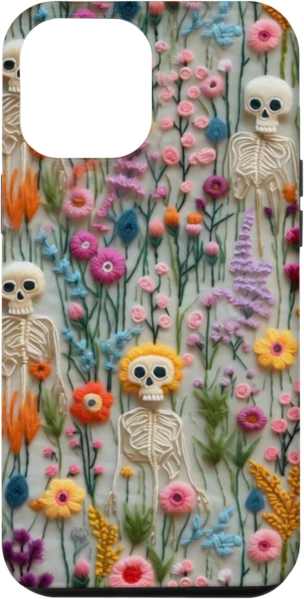 Amazon.com: iPhone 15 Pro Max Whimsigoth Skeleton - Pink - Black Floral ...