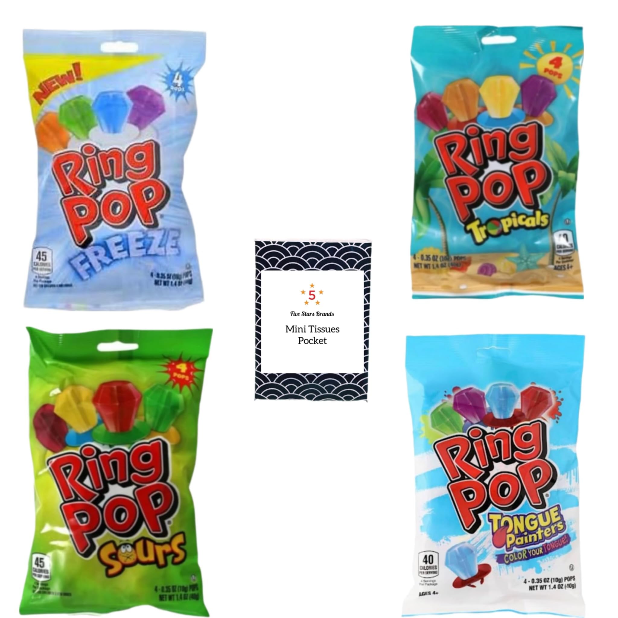 Amazon.com : Ring Pops Variety 4 Pack - 1 (1.4 oz) Bag of Each , 4 Pops ...