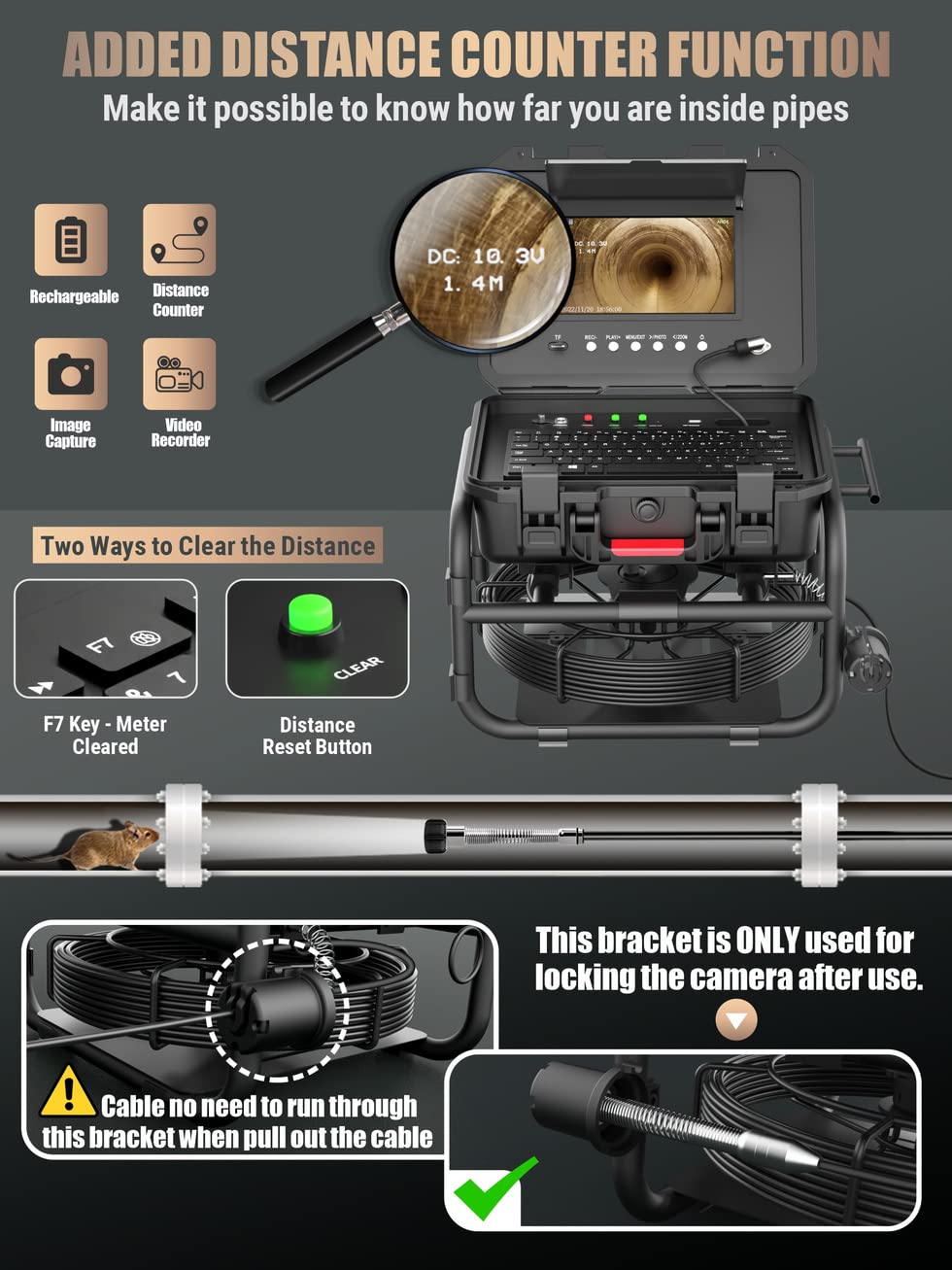 Snapklik.com : Anysun Sewer Inspection Camera Self-Leveling 512Hz Sonde ...