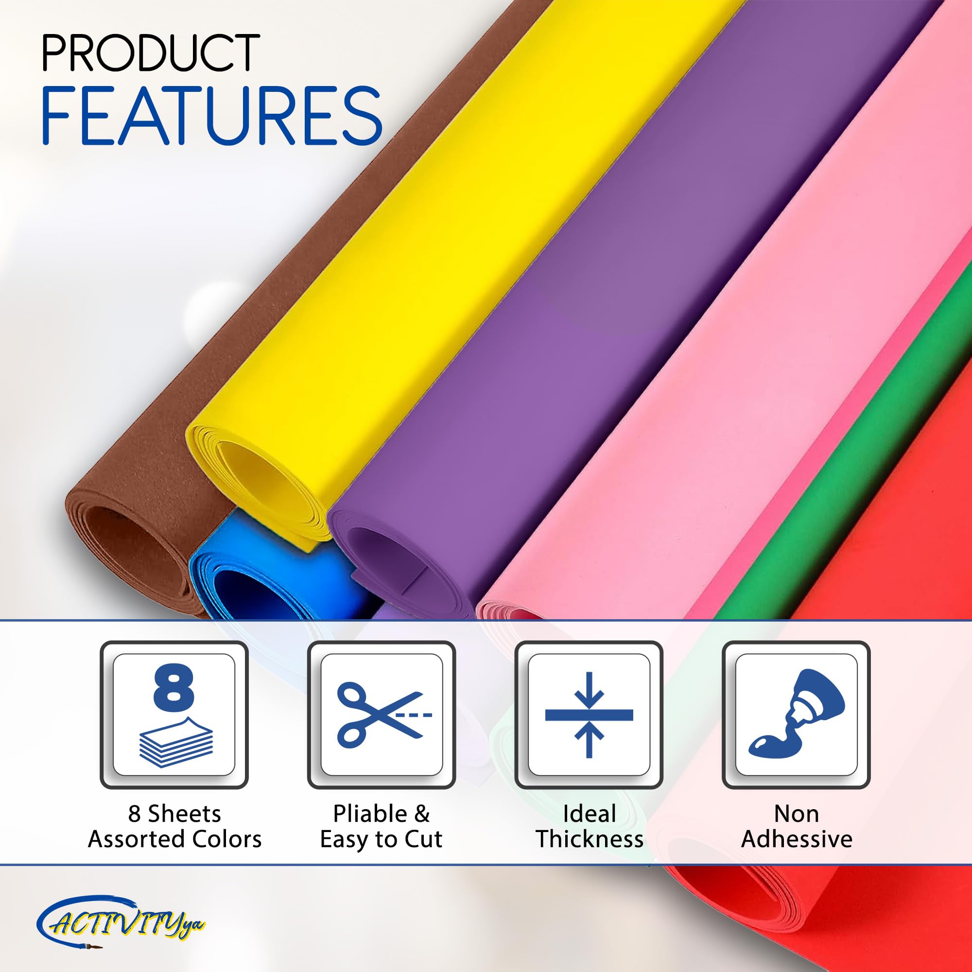Snapklik.com : EVA Foam Sheets For Crafts, 8 Assorted Colors, 6 X 9 ...